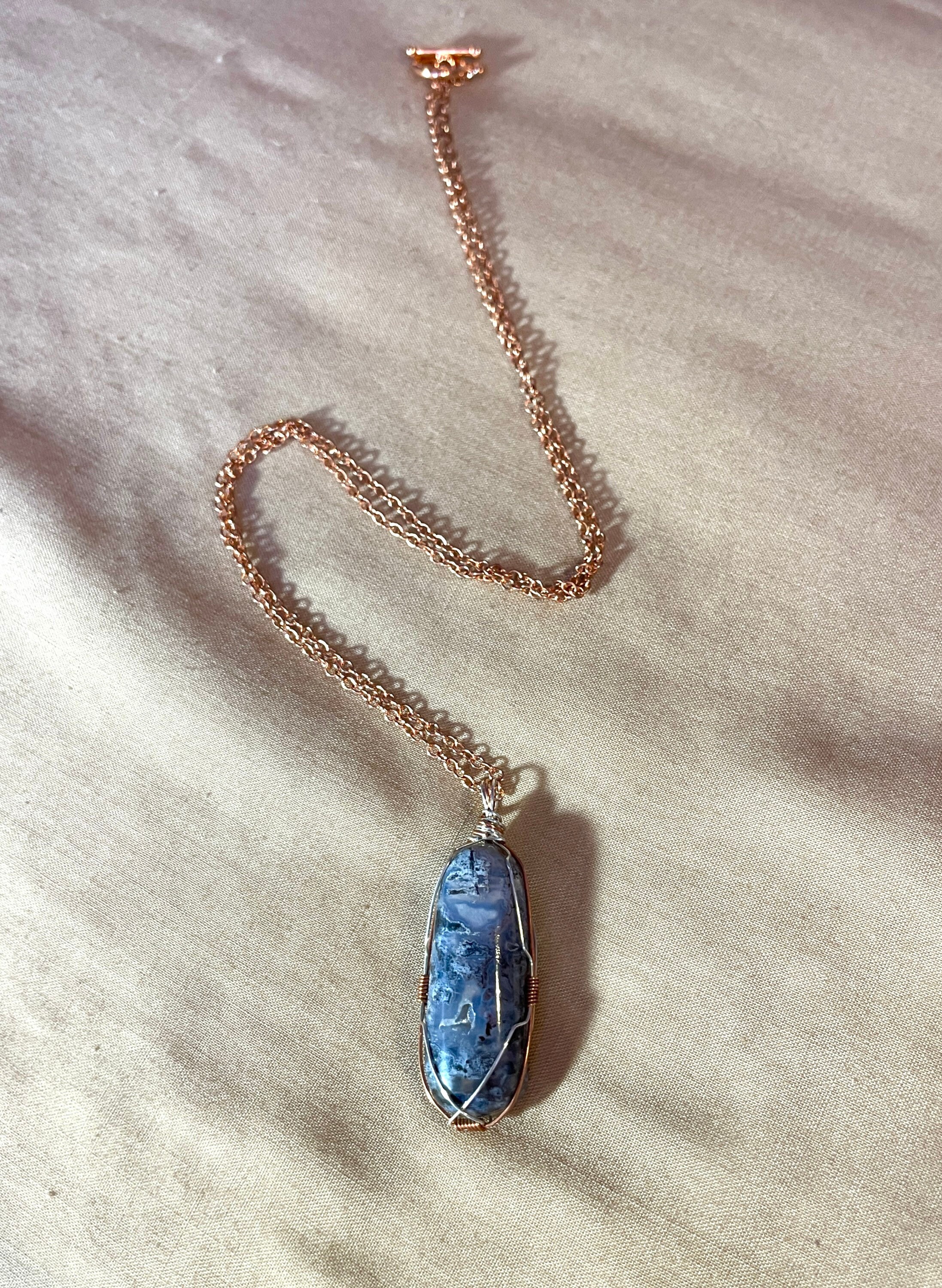 Purple Agate And Copper Pendant Necklace