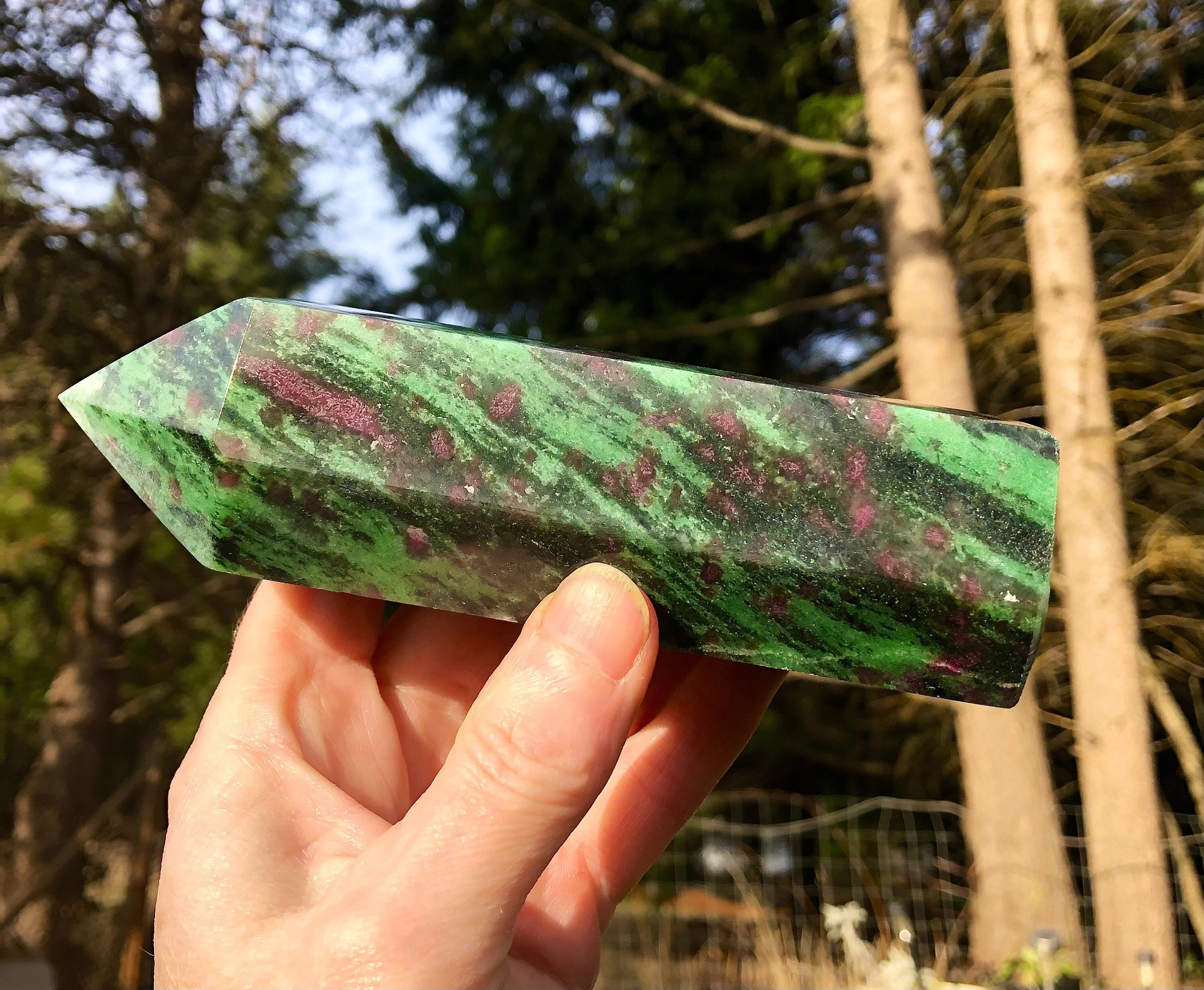 614g Ruby Zoisite Obelisk Pillar Tower Point Wand Column Mineral ...