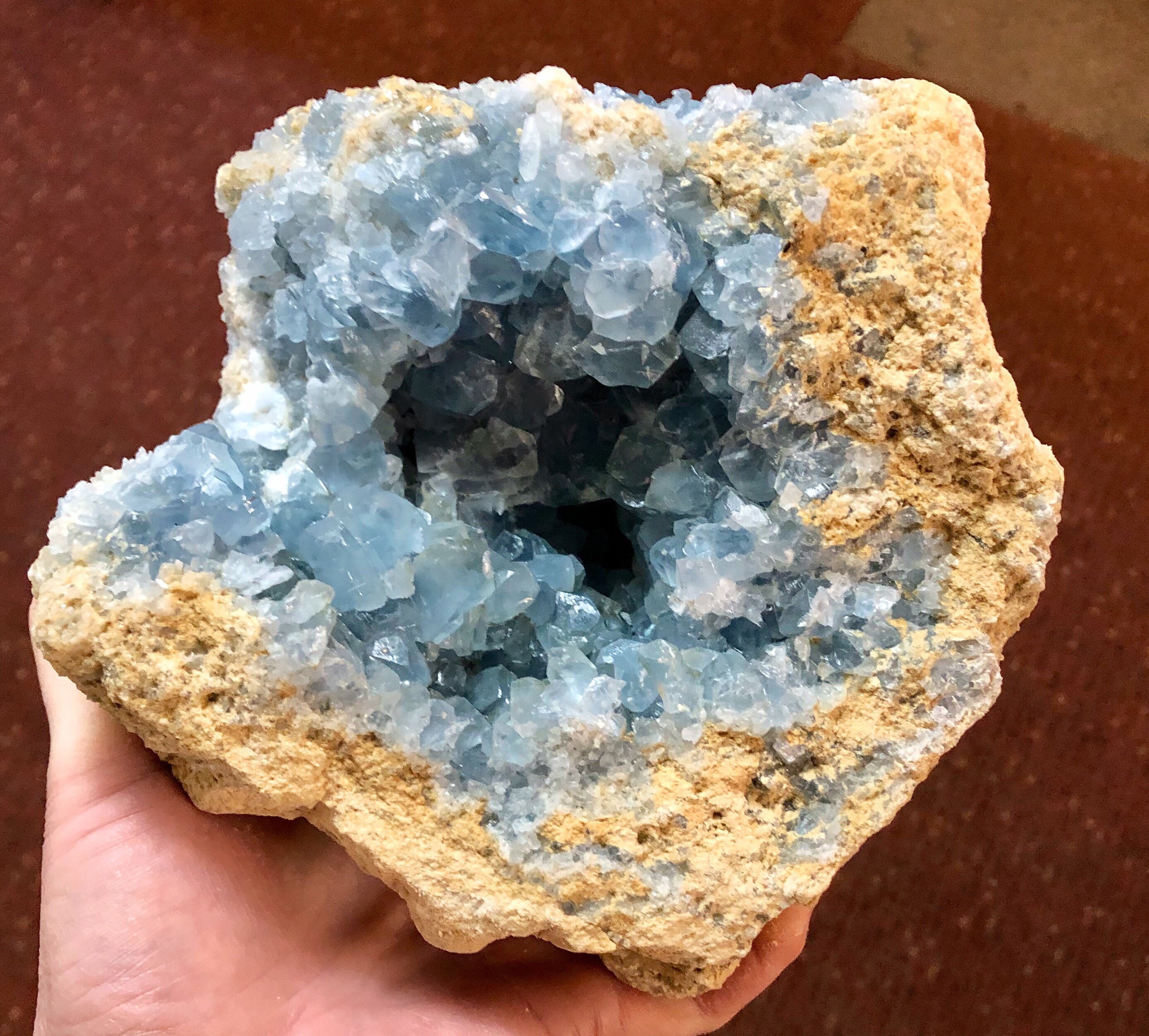 9.52 lbs Large Blue Celestite Celestine Geode Crystal Cluster Display ...