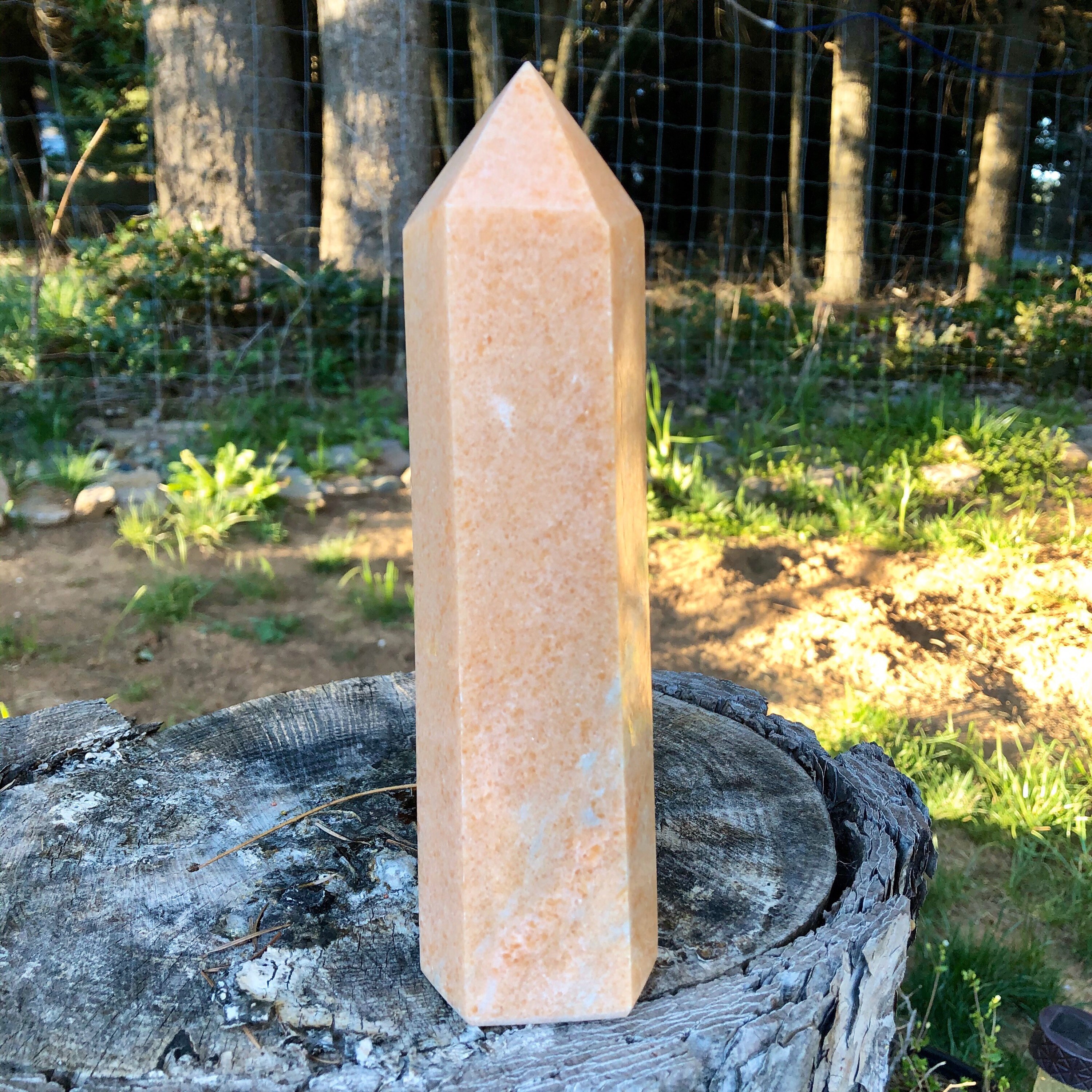 900g Sunstone Quartz Obelisk Pillar Tower Point Wand Column Mineral ...