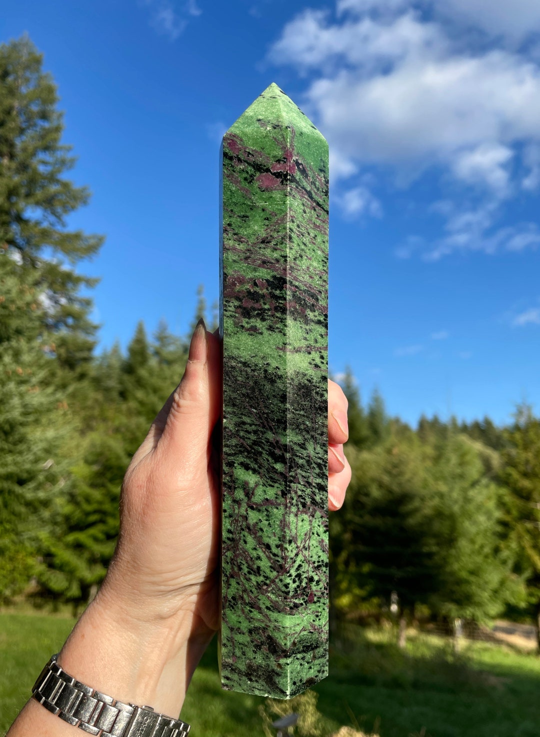 Ruby in Zoisite Obelisk Pillar Tower Point Wand Column Generator 2.27 Lbs - Etsy
