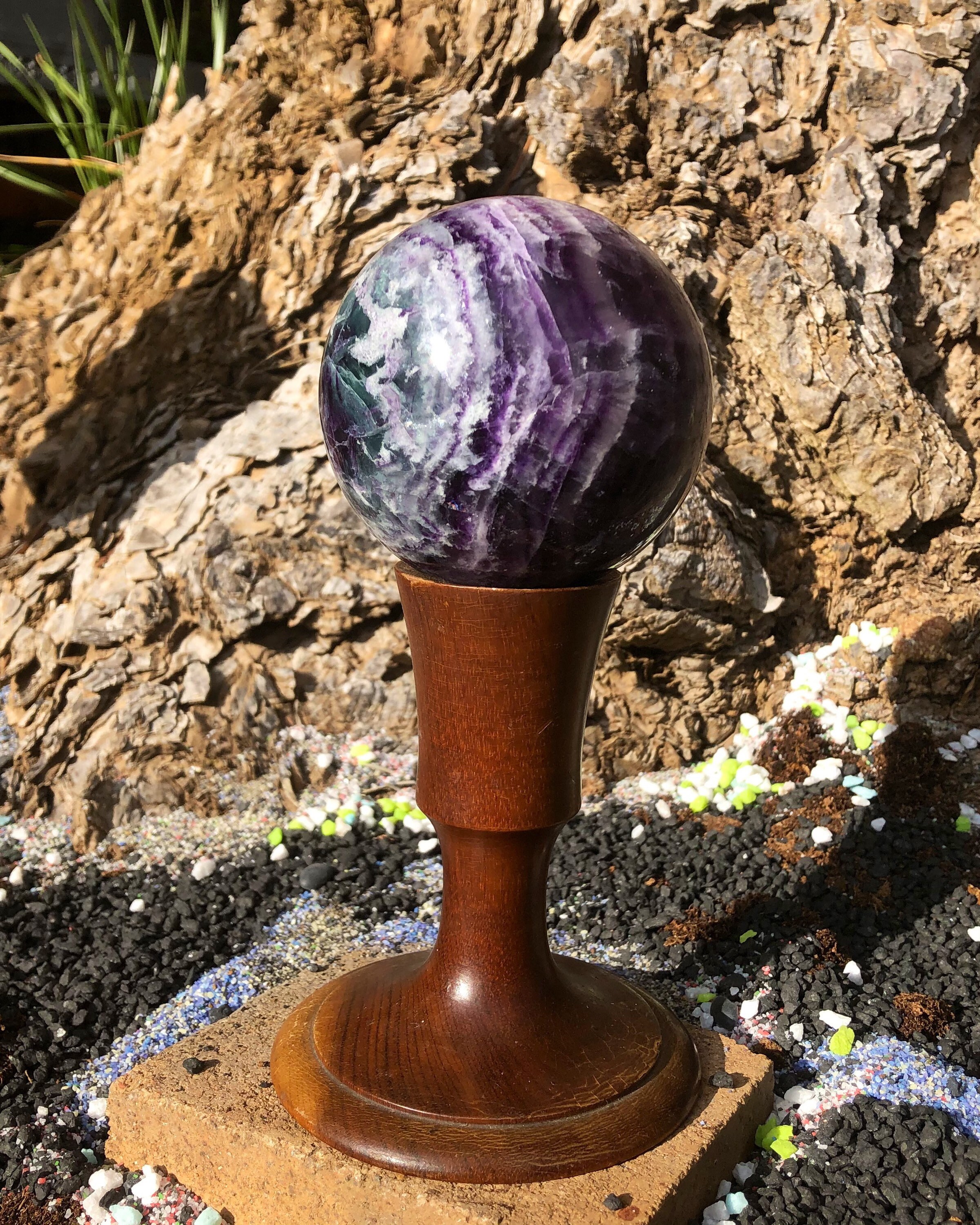 75mm Large Purple And Blue Fluorite Sphere Crystal Mineral Display Specimen