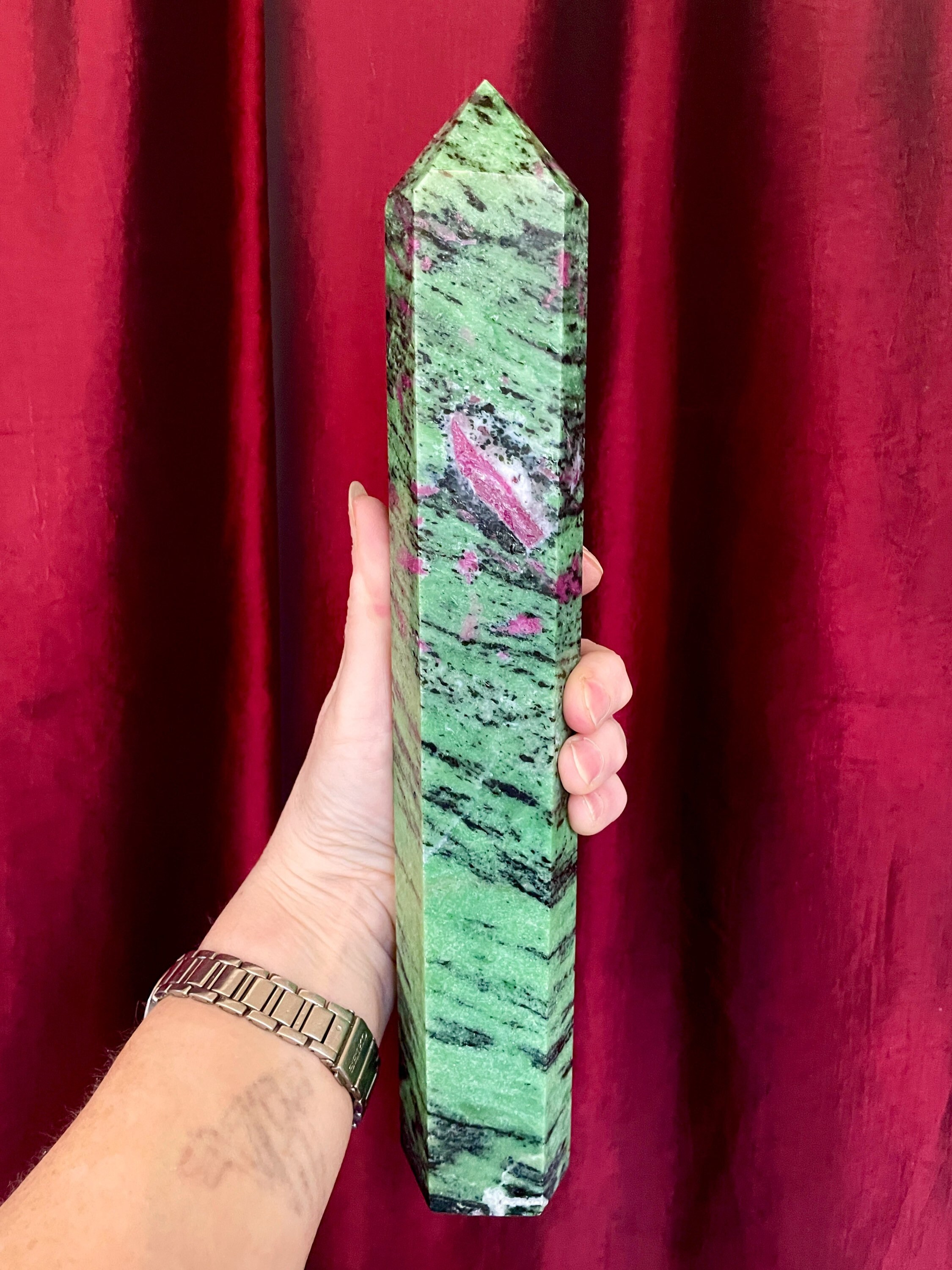 3.51 lb Ruby Zoisite Obelisk Pillar Tower Point Wand Column Generator