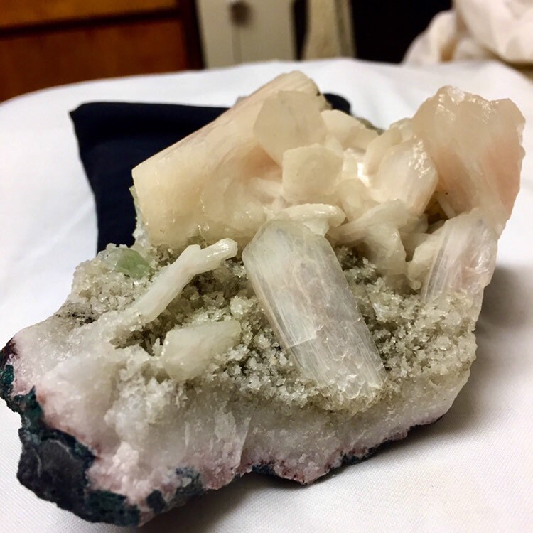 Large Stilbite with Apophyllite crystal cluster all natural