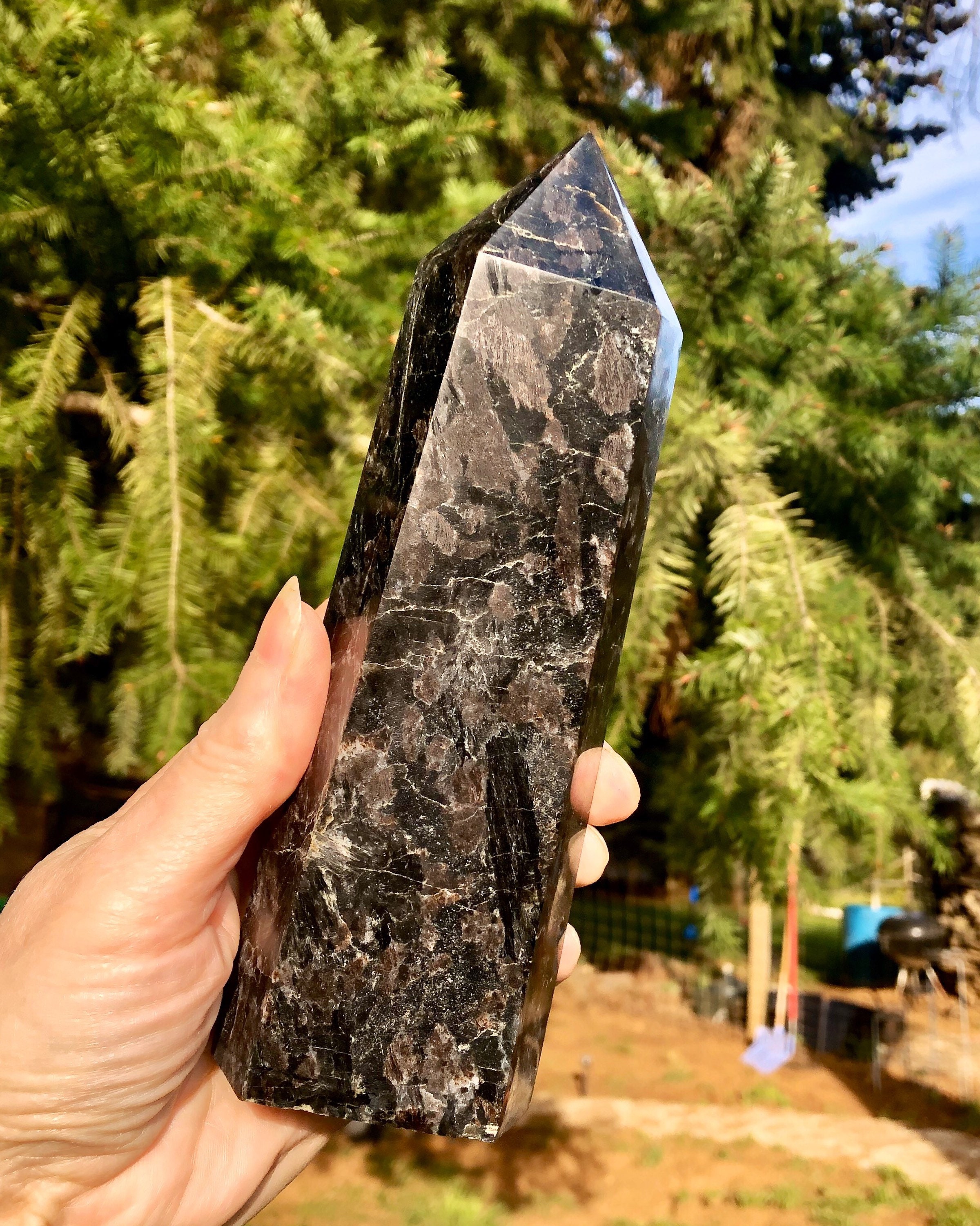 920g Astrophyllite or Fireworks Stone Obelisk Pillar Tower Point Wand ...