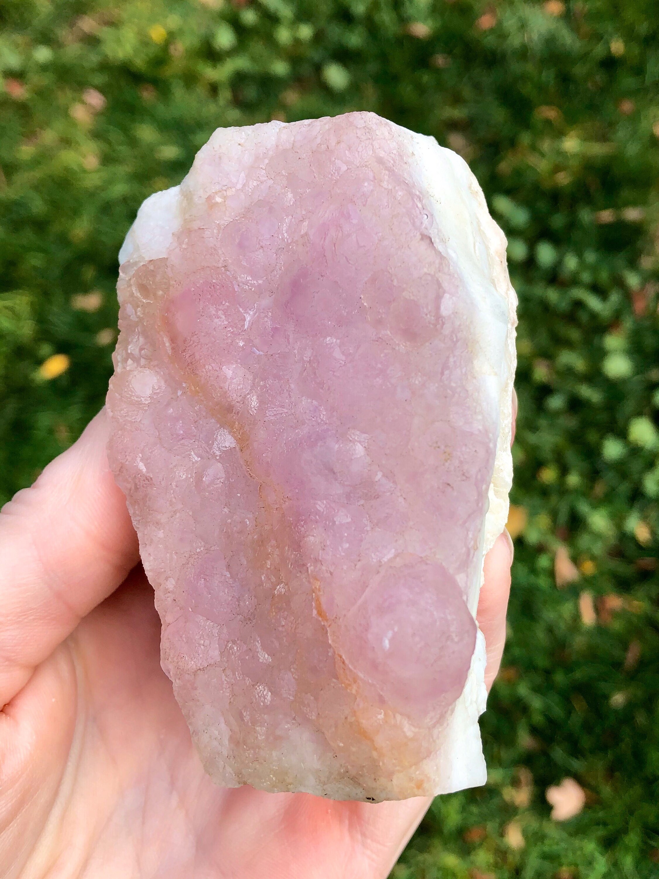Pink Irregular Fluorite Crystal Cluster Specimen on White Quartz Matrix