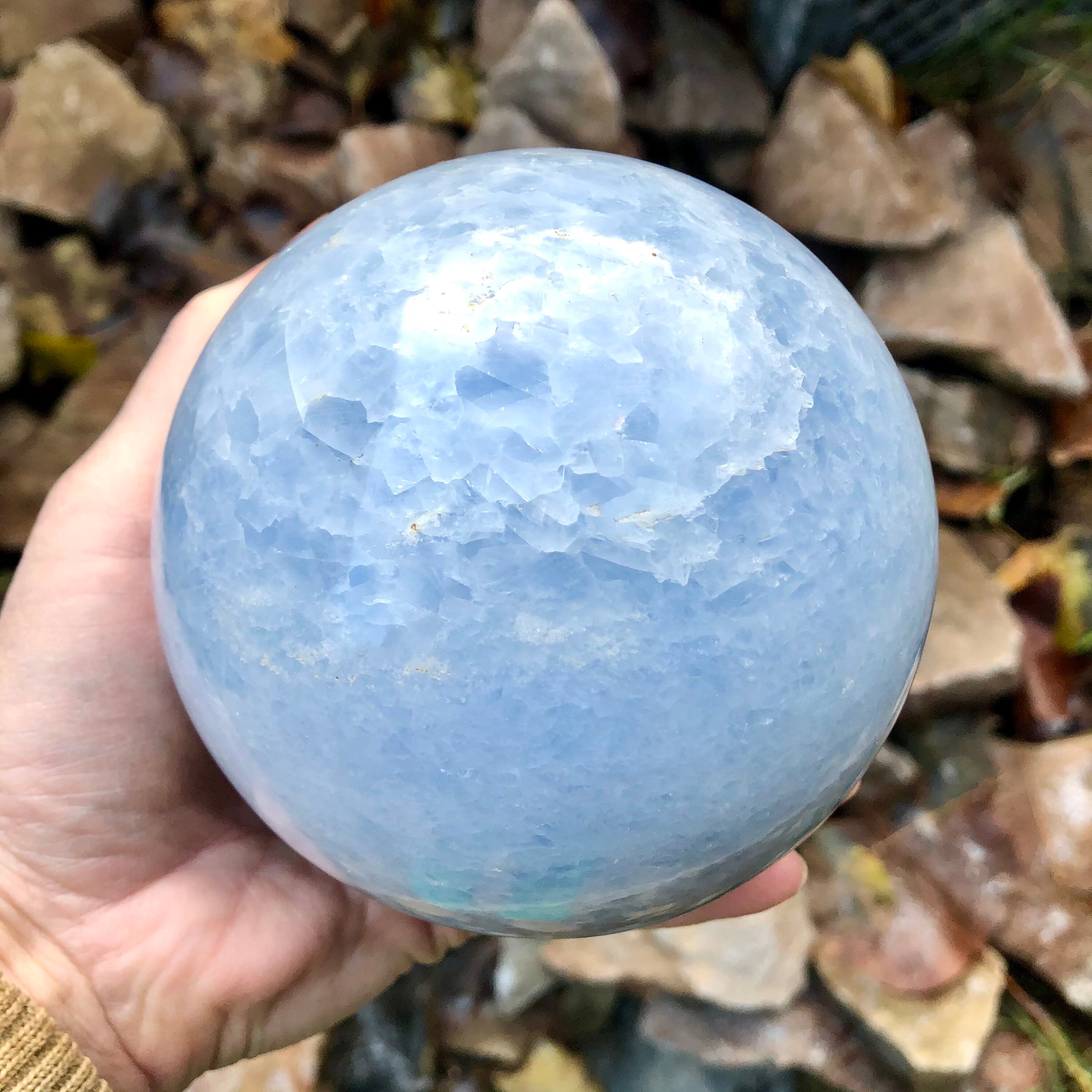114mm Blue Calcite Sphere Orb Ball Mineral Display Specimen