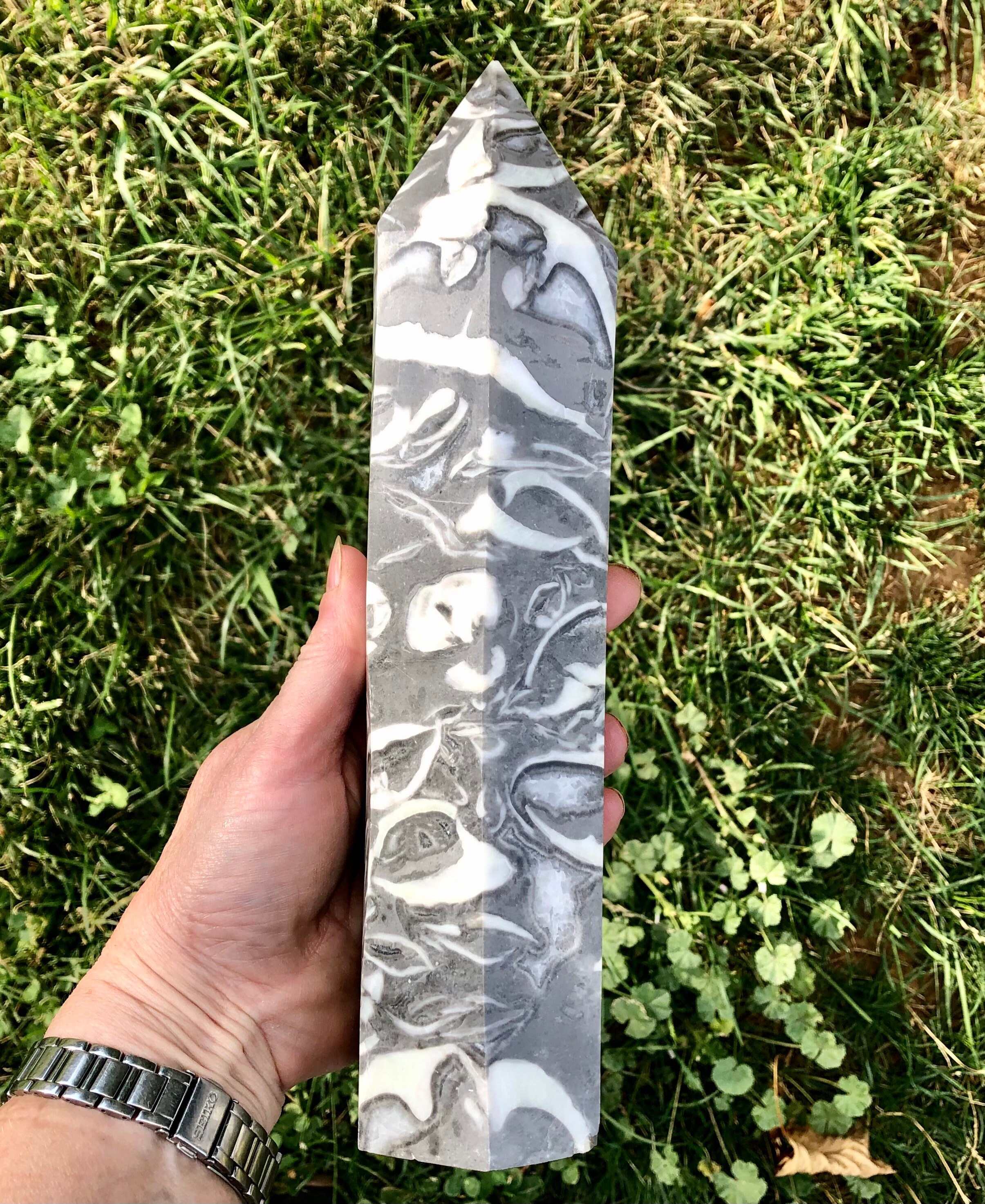 4.35 lb Thousand Eyes Stone aka Shellstone Jasper Obelisk Pillar Tower Point Wand Column Generator