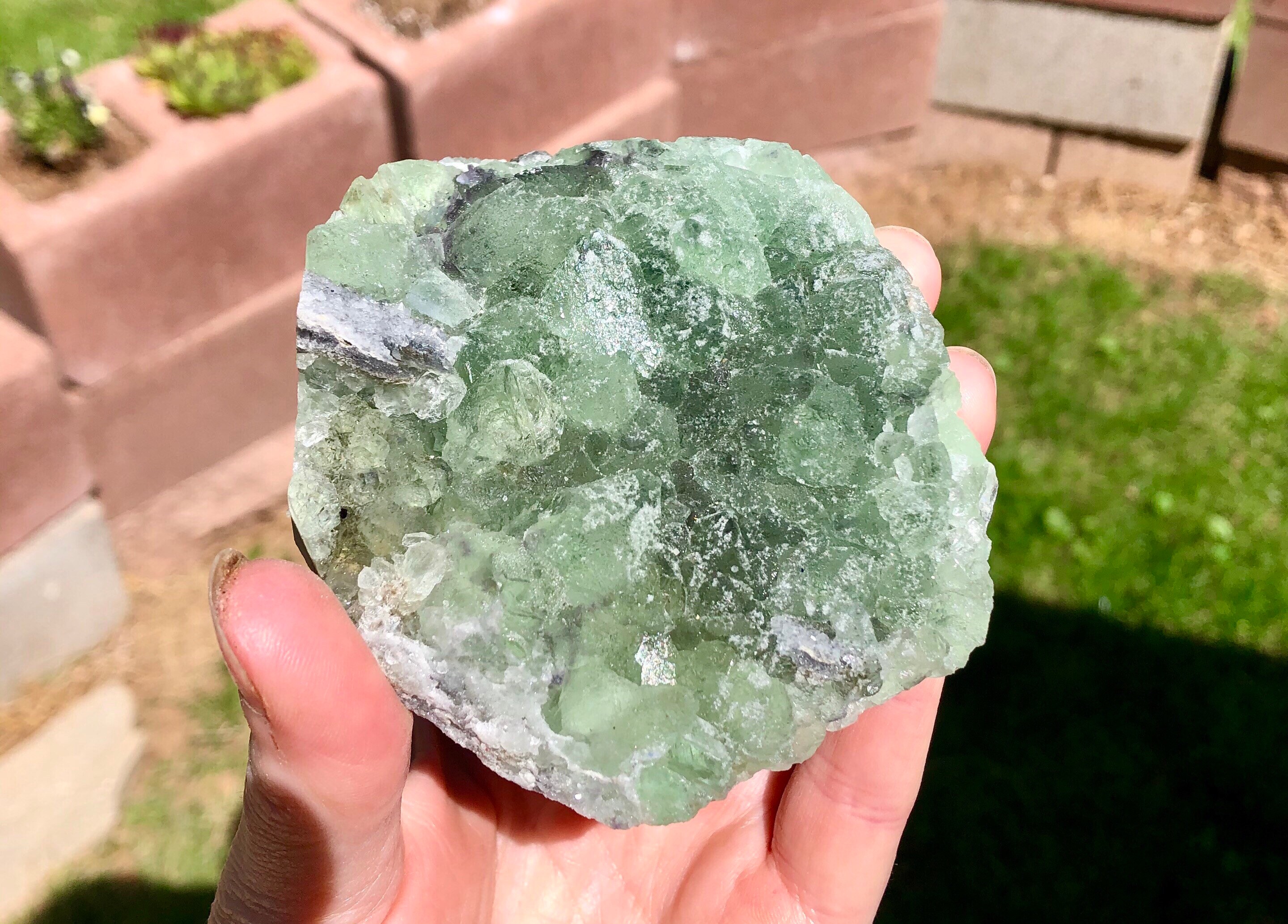 368g Green Fluorite Crystal Cluster Mineral Display Specimen