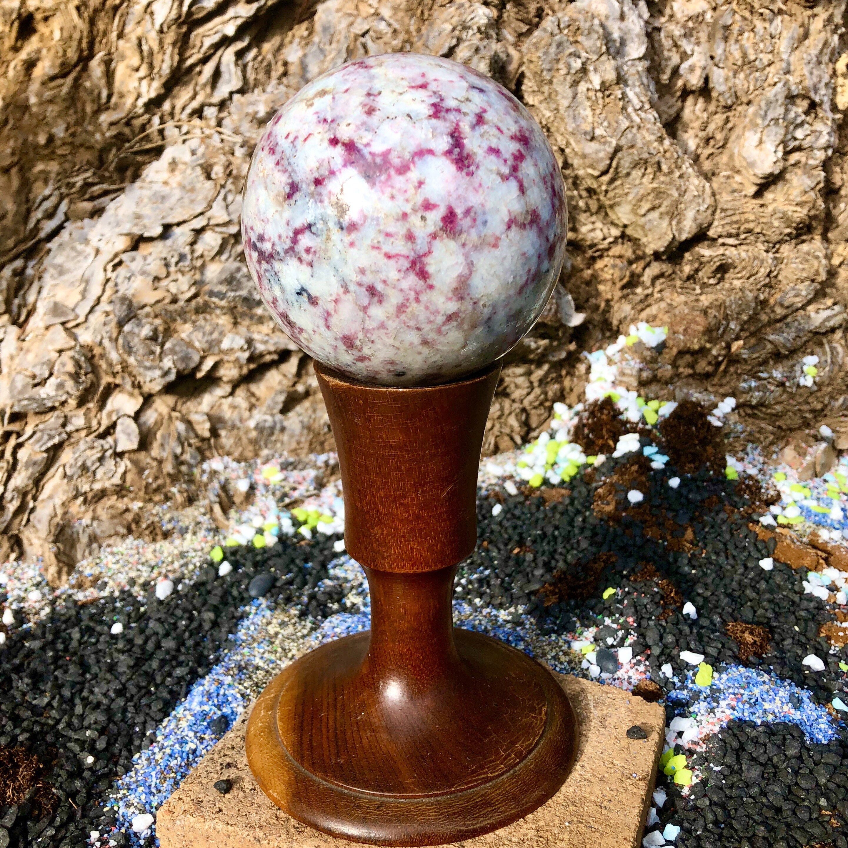 73mm Red Rubellite Tourmaline Stone Sphere Orb Ball