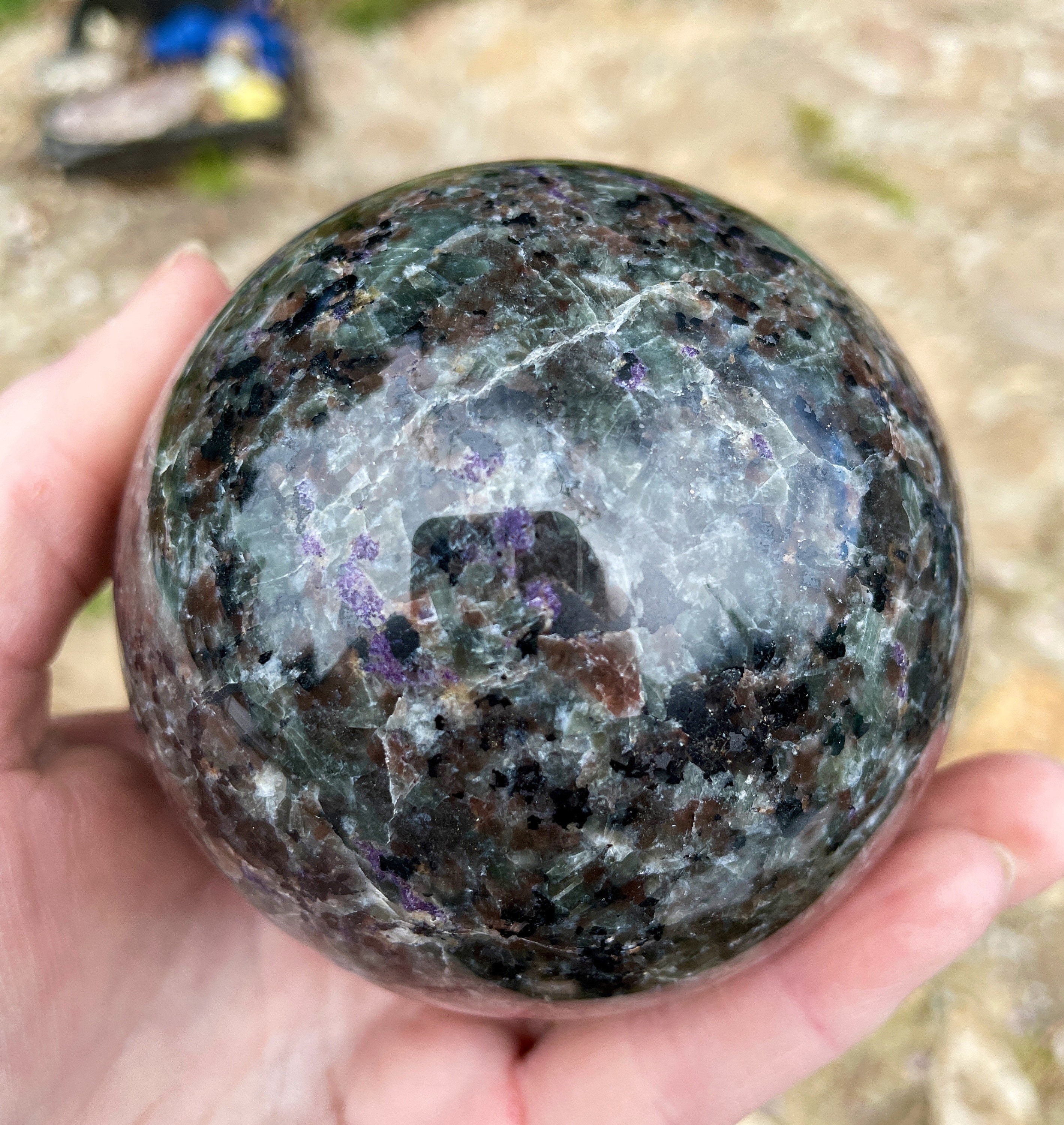 84mm UV Yooperlite aka Firestone Sphere Orb Ball Mineral Display Specimen