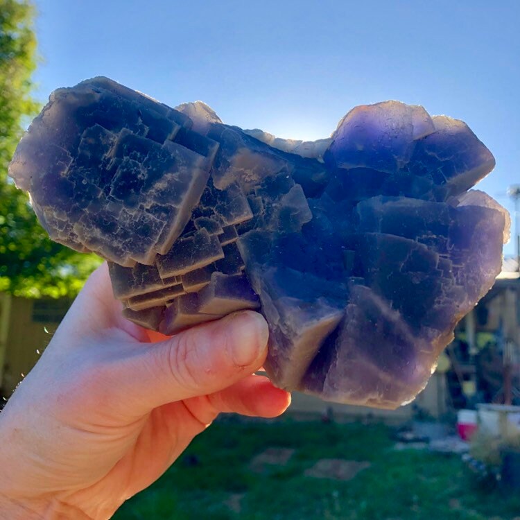 Large purple blue cubic Fluorite Crystal Cluster Specimen