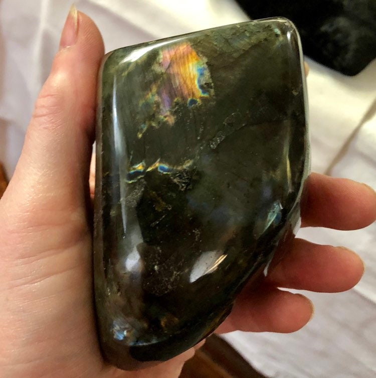 Red Spectralite Labradorite with Purple Gold and Blue Freeform