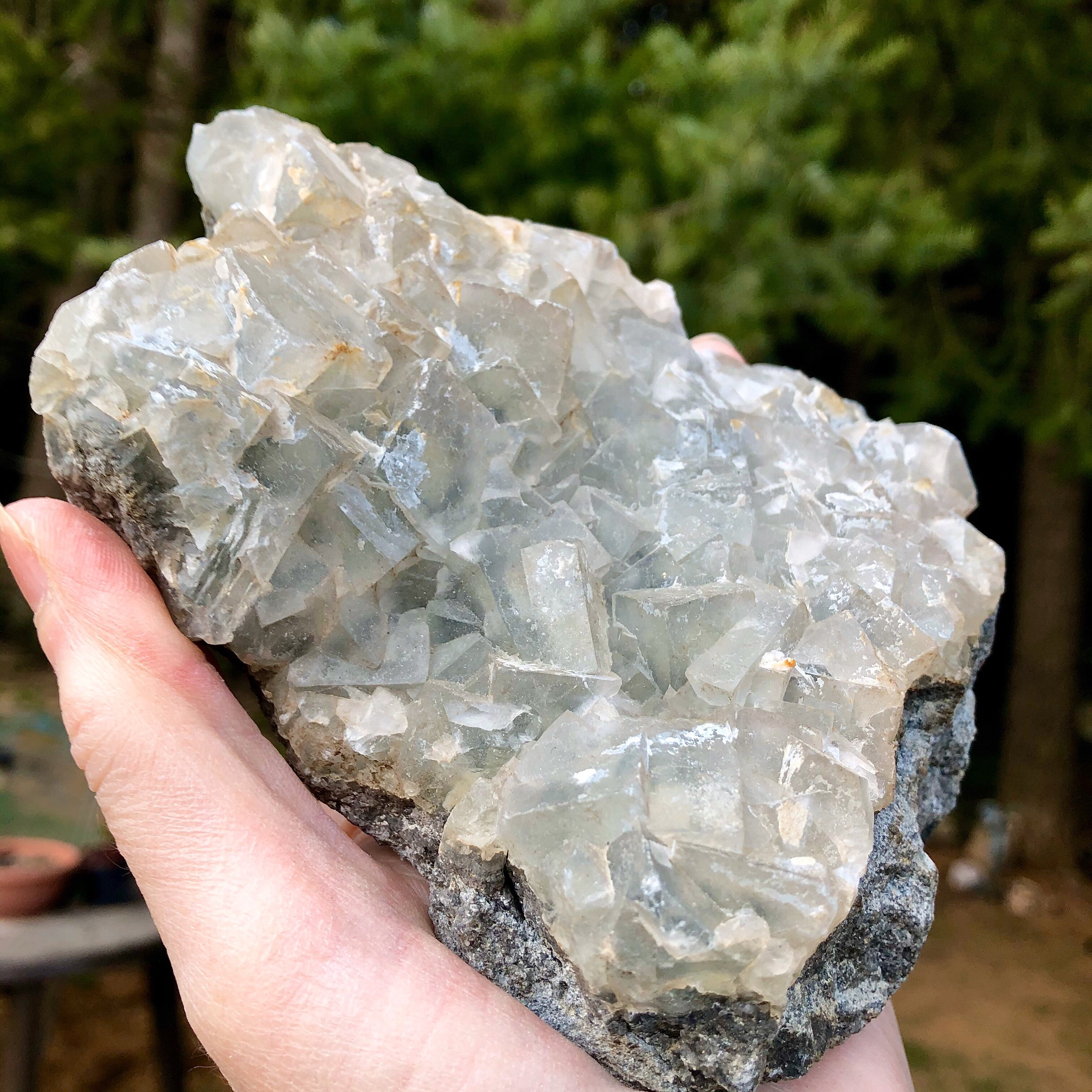 946g Large Light Blue Cubic Fluorite Crystal Cluster Mineral Display ...