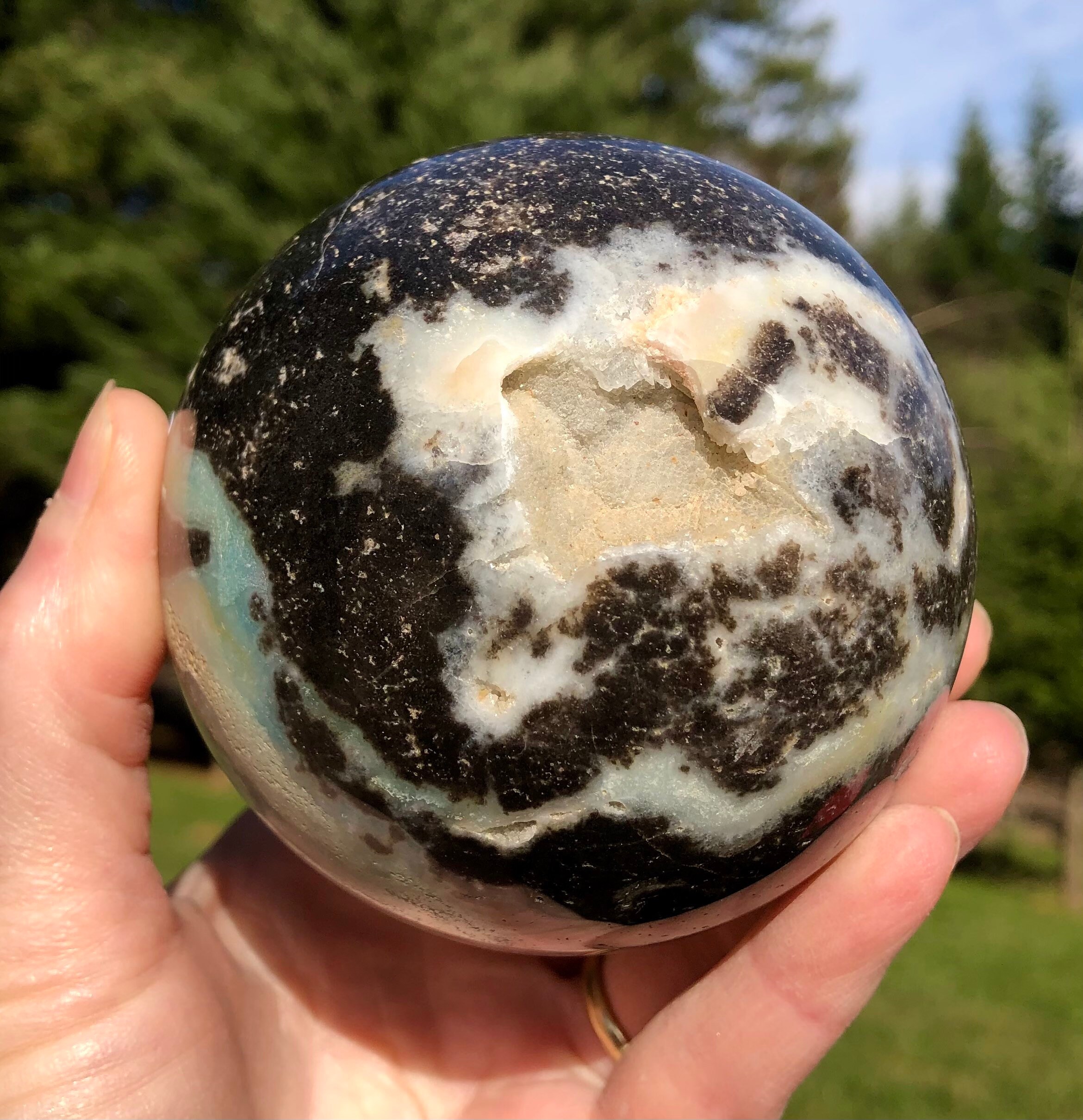 83mm Caribbean Blue aka Chinese Amazonite Sphere Orb Ball Mineral ...