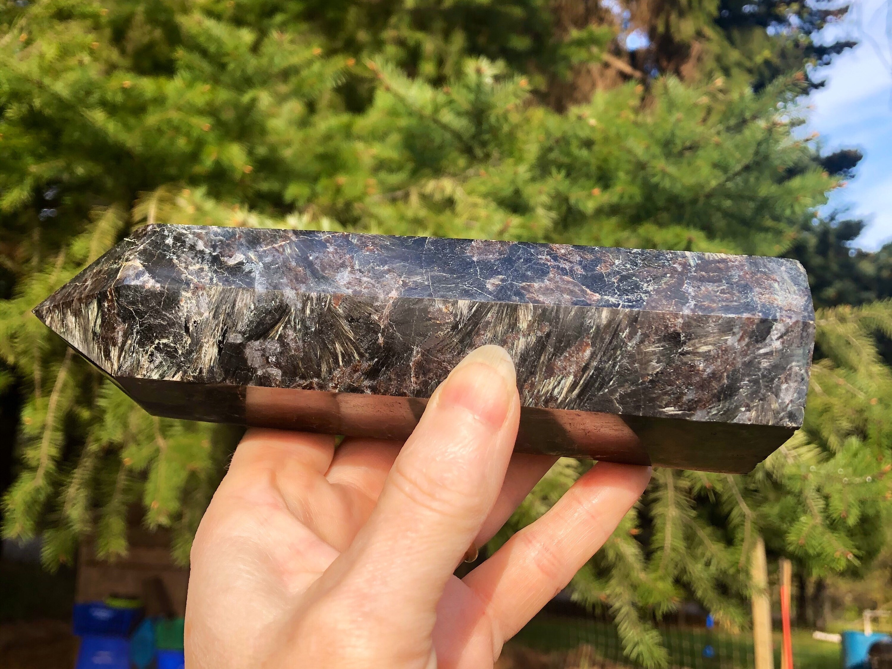 920g Astrophyllite or Fireworks Stone Obelisk Pillar Tower Point Wand ...