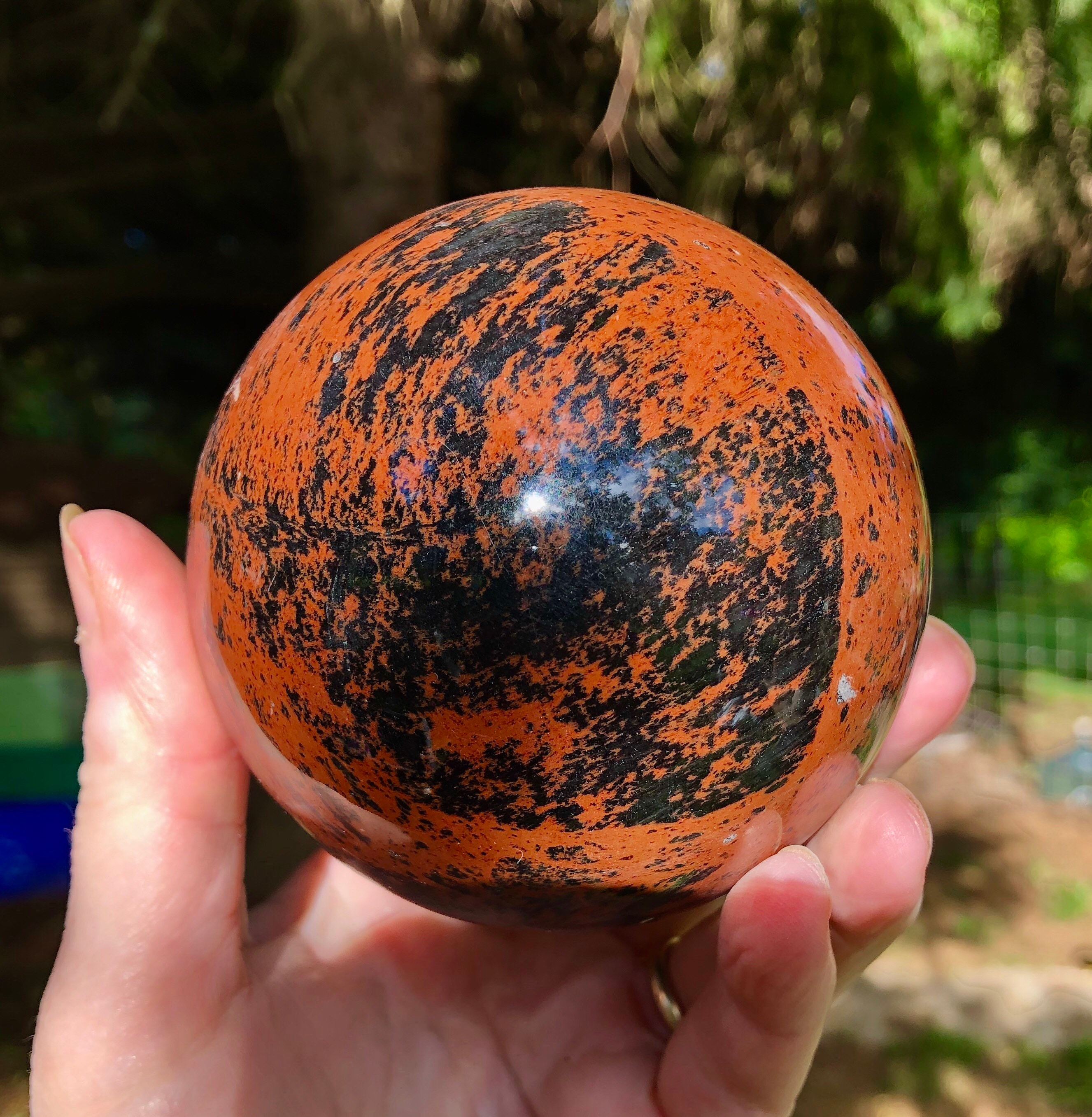 84mm Mahogany Obsidian Natural Stone Sphere Orb Ball Globe Display Specimen