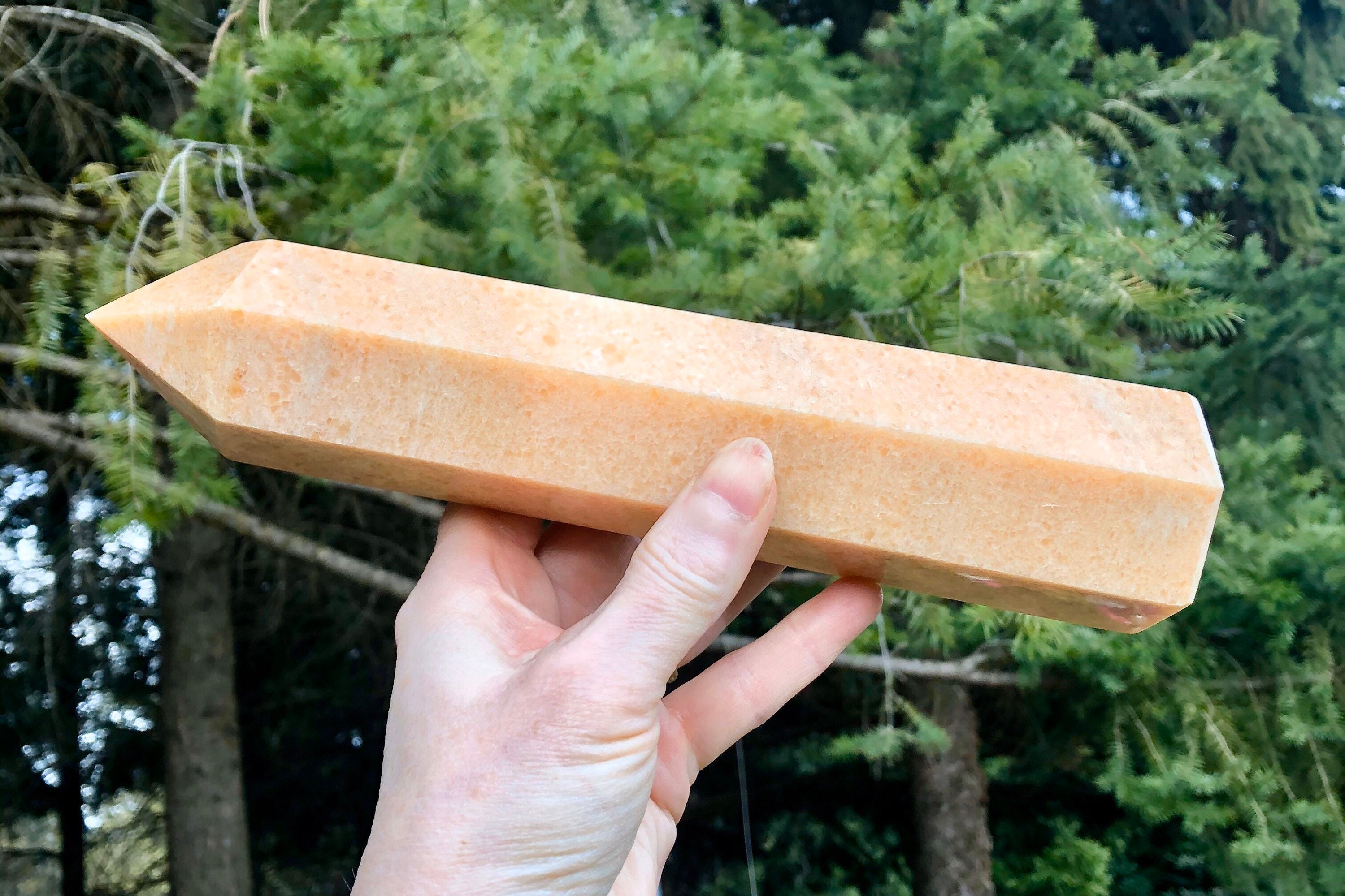 1056g Tall Sunstone Quartz Obelisk Pillar Tower Point Wand Column Spire ...