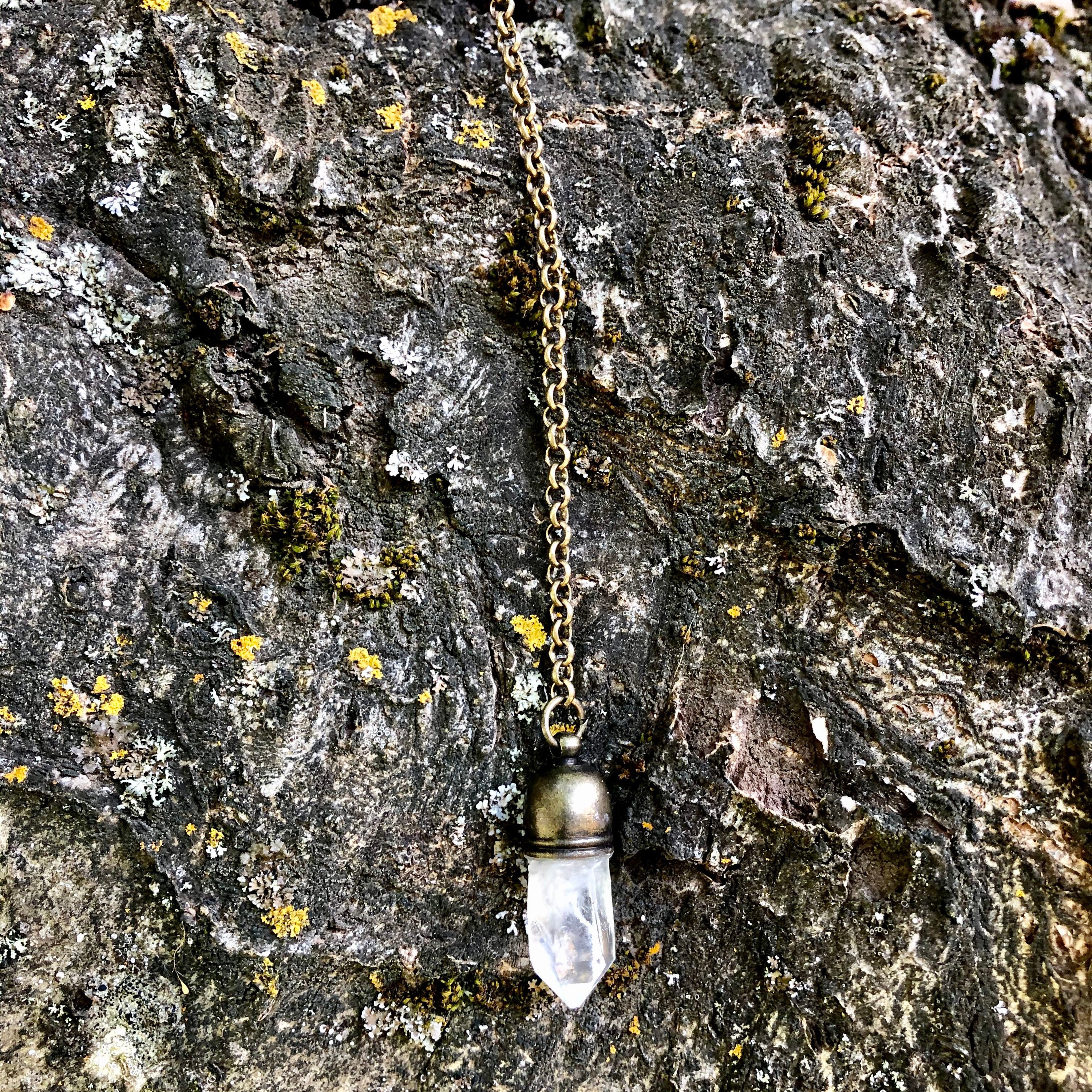 Quartz Pendulum On Brass Chain For Divine Guidance And Reiki Healing ...