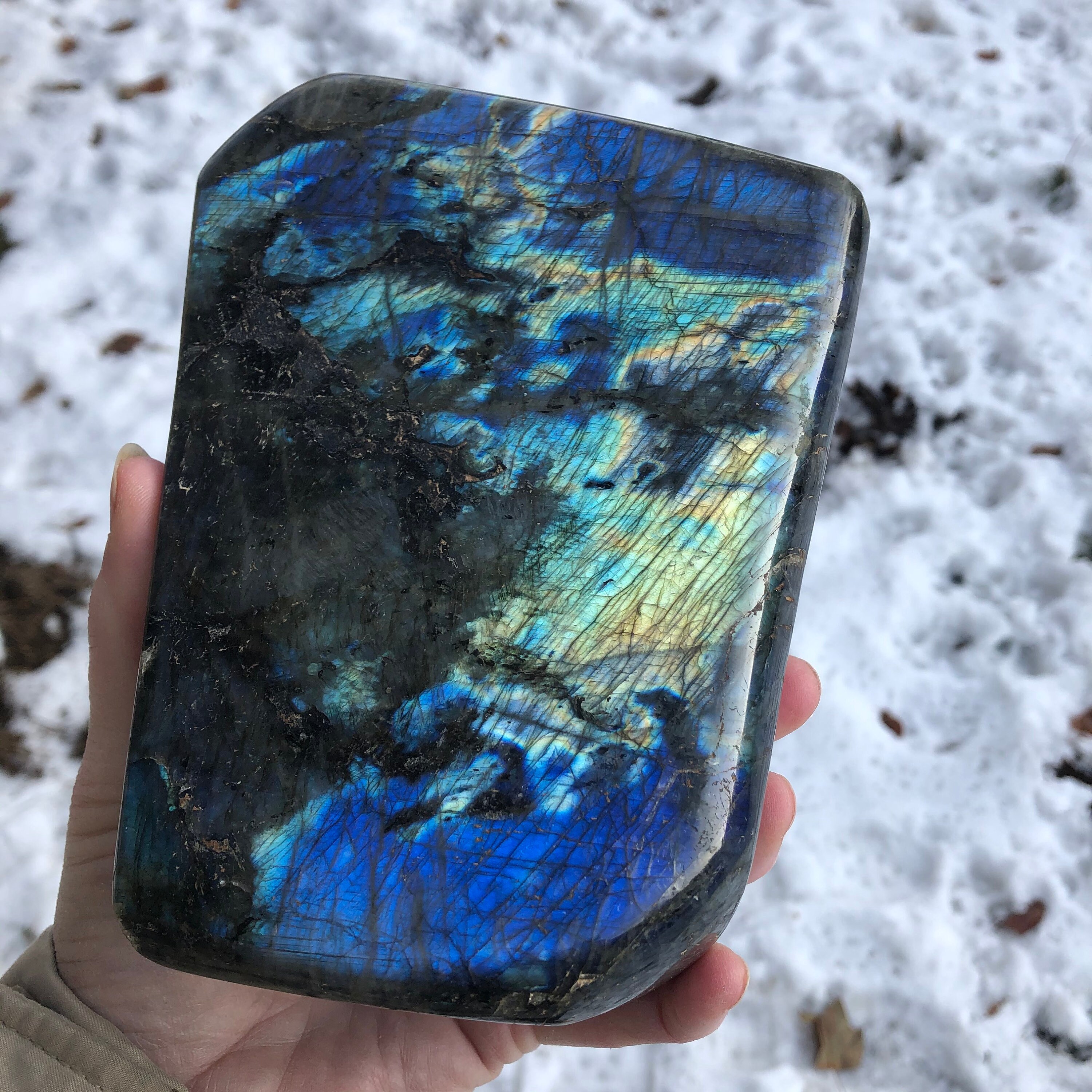 4.83 lbs Large Spectralite Labradorite Polished Standing Freeform Specimen