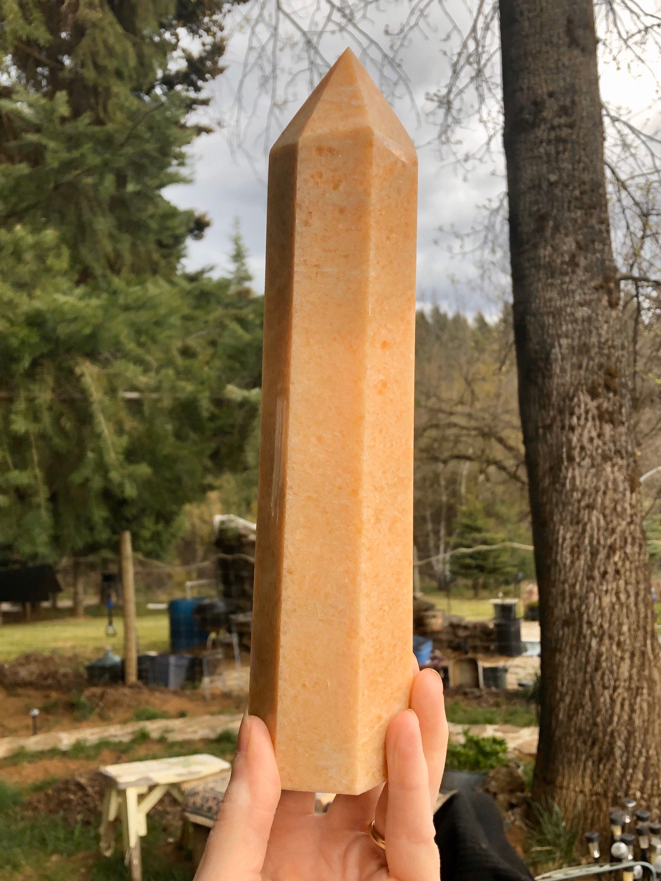 1056g Tall Sunstone Quartz Obelisk Pillar Tower Point Wand Column Spire ...