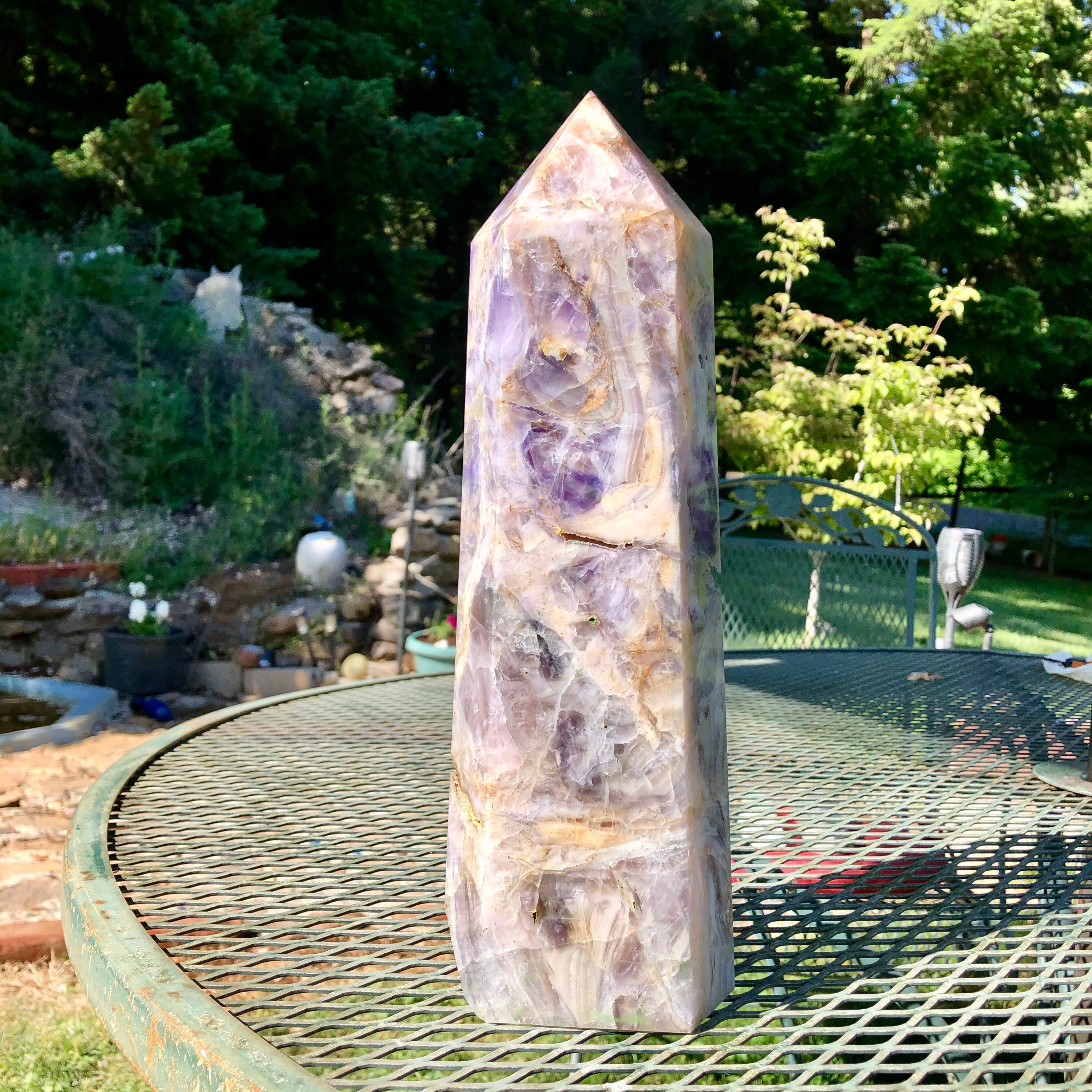 9.6 lbs XL Purple And White Fluorite Obelisk Pillar Tower Point Wand ...