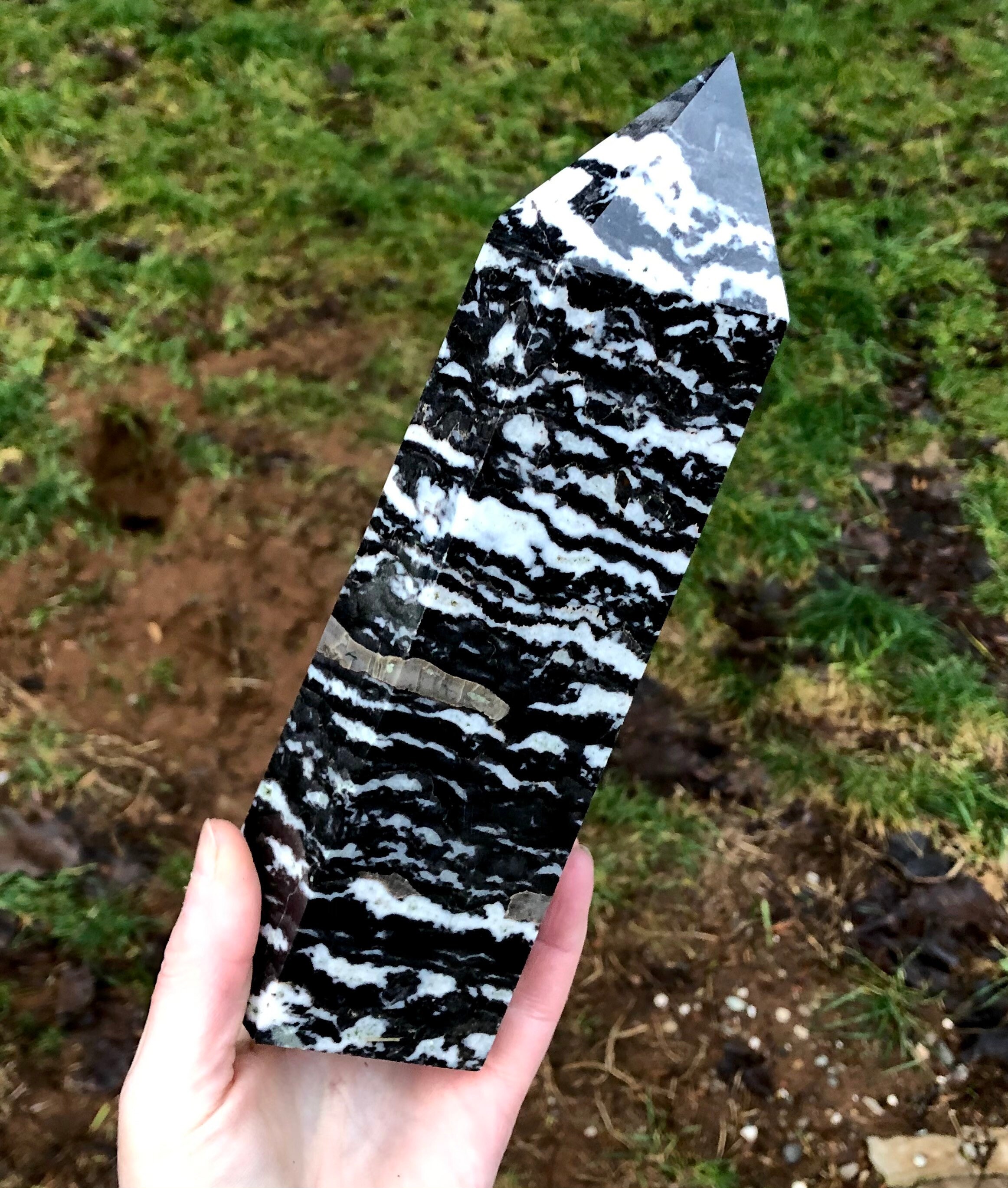 3.6 lbs Zebra Stone Obelisk Pillar Tower Point Wand Column Mineral ...