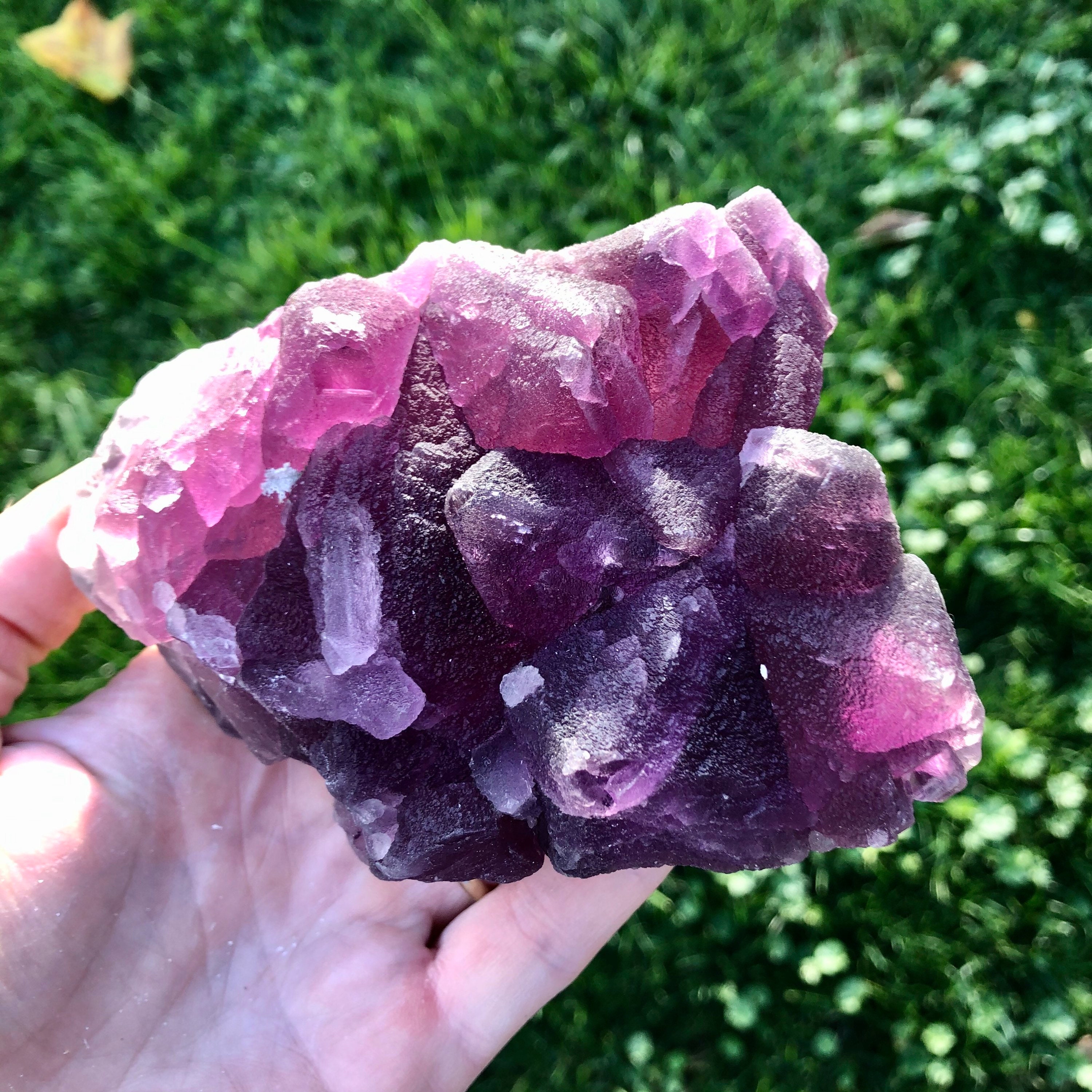 870g Big Violet Purple Fluorite Crystal Cluster Mineral Display Specimen