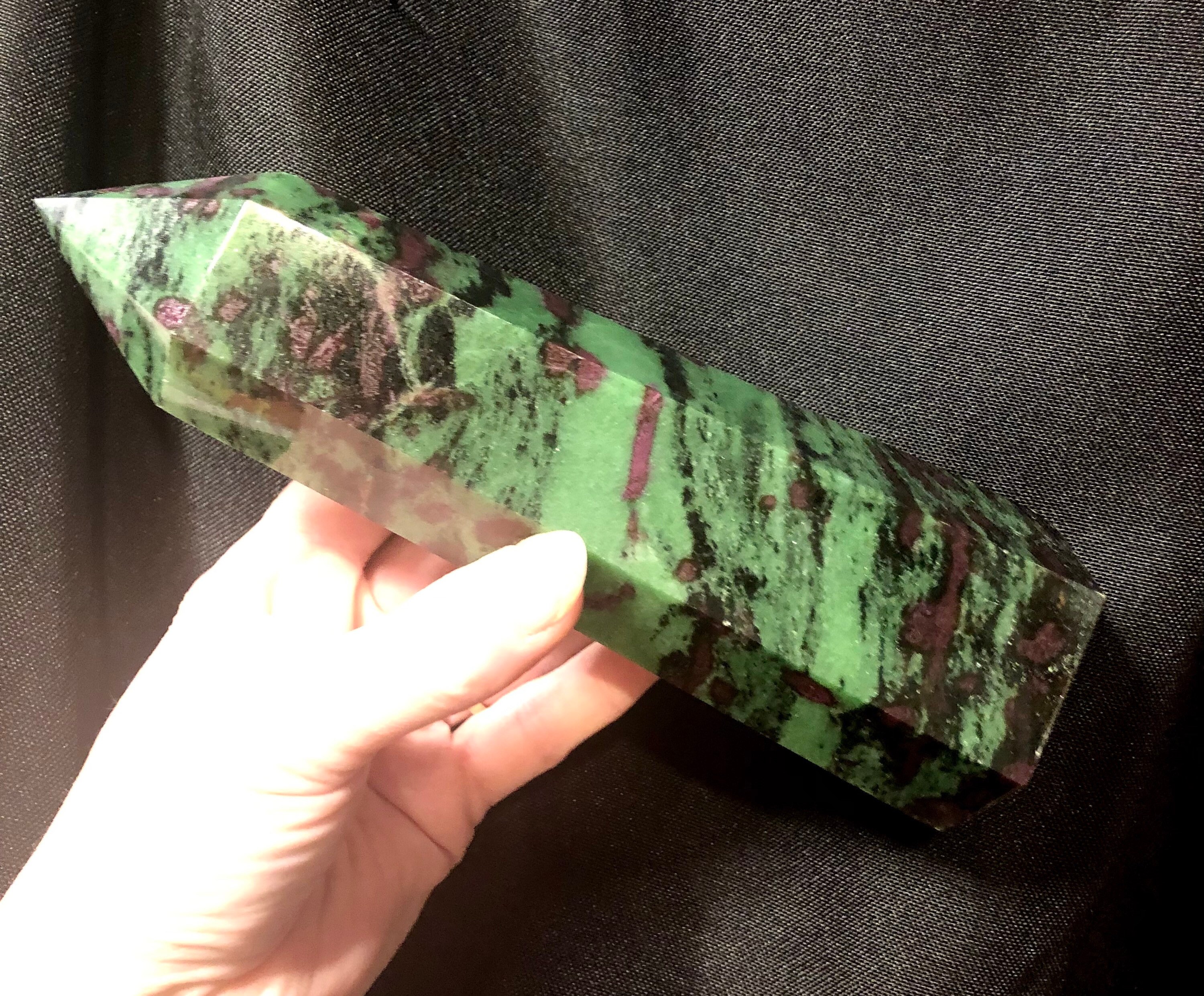 ON HOLD 2.24 lb Ruby Zoisite Obelisk Pillar Tower Point Wand Column ...