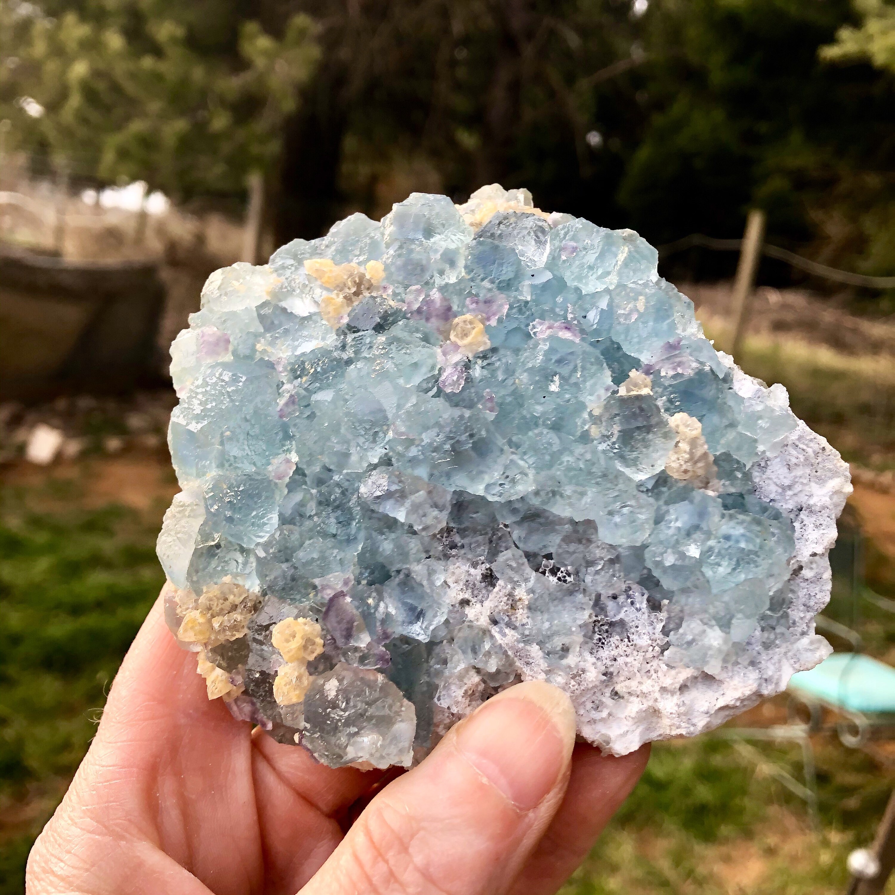 416g Blue And Purple Fluorite With Calcite Crystal Cluster Mineral ...