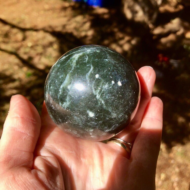 64mm Jade Sphere all natural Canadian Green Jade