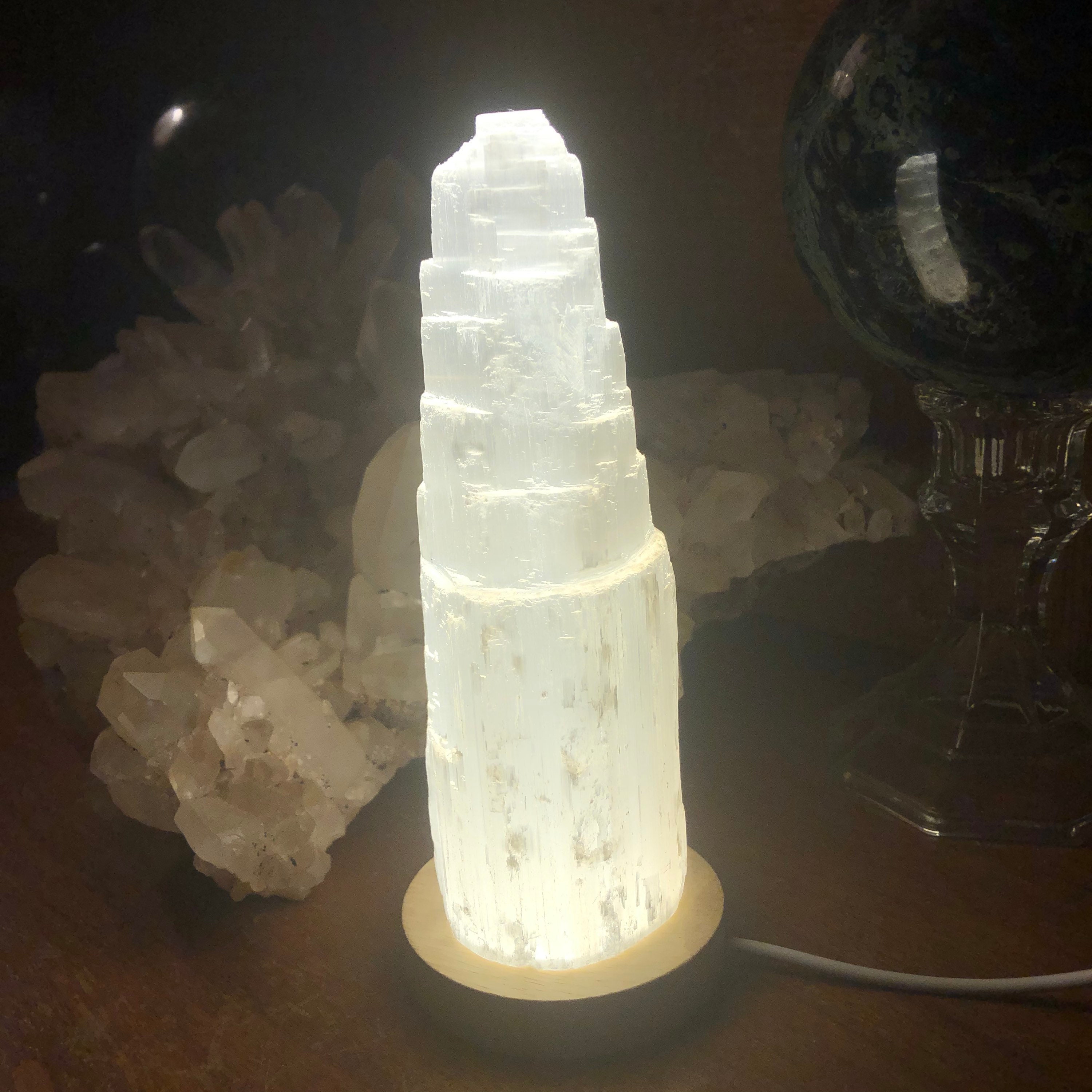 Selenite Lamp Tower Light For Cleansing And Recharging Healing Crystals