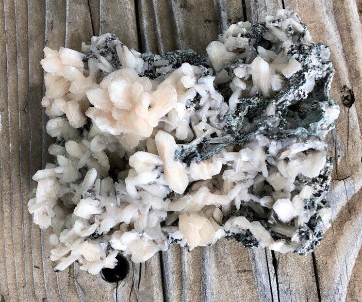 Large Stilbite Cluster with cubic Apophyllite in matrix
