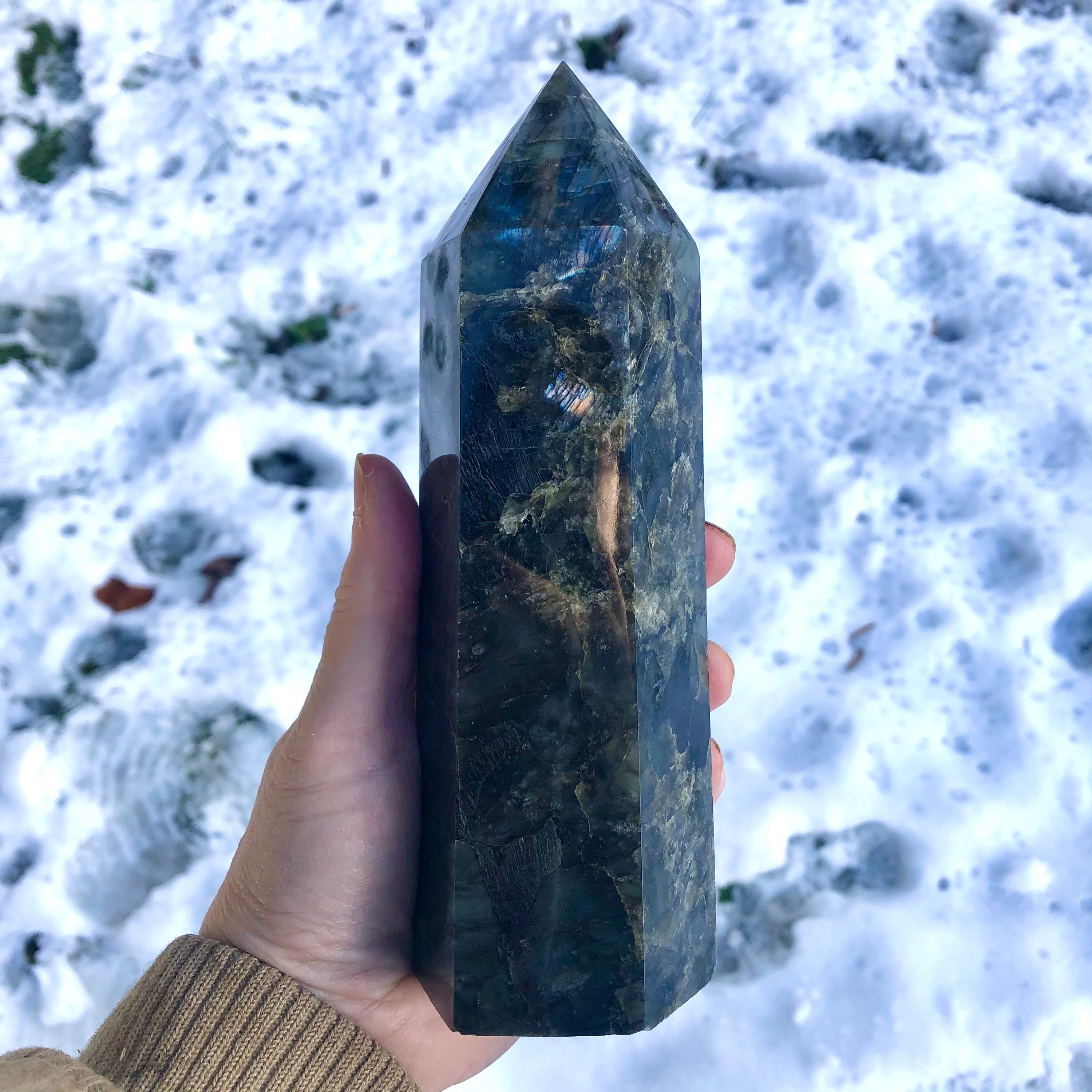 2.54 lbs Labradorite Obelisk Pillar Tower Point Wand Column Mineral ...