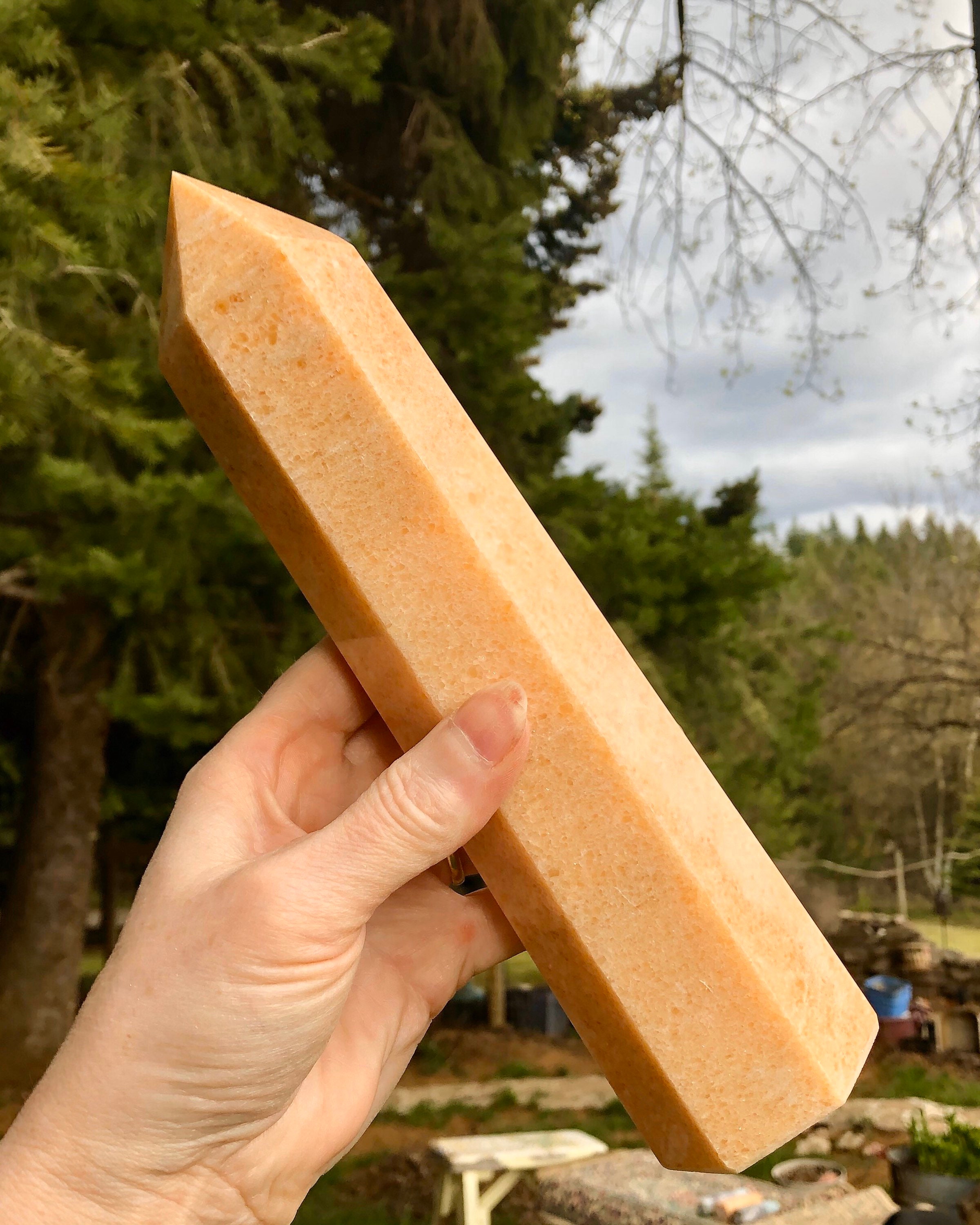 1056g Tall Sunstone Quartz Obelisk Pillar Tower Point Wand Column Spire ...