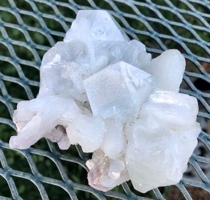 340g Apophyllite and White Stilbite Crystal Cluster with big chunky ...