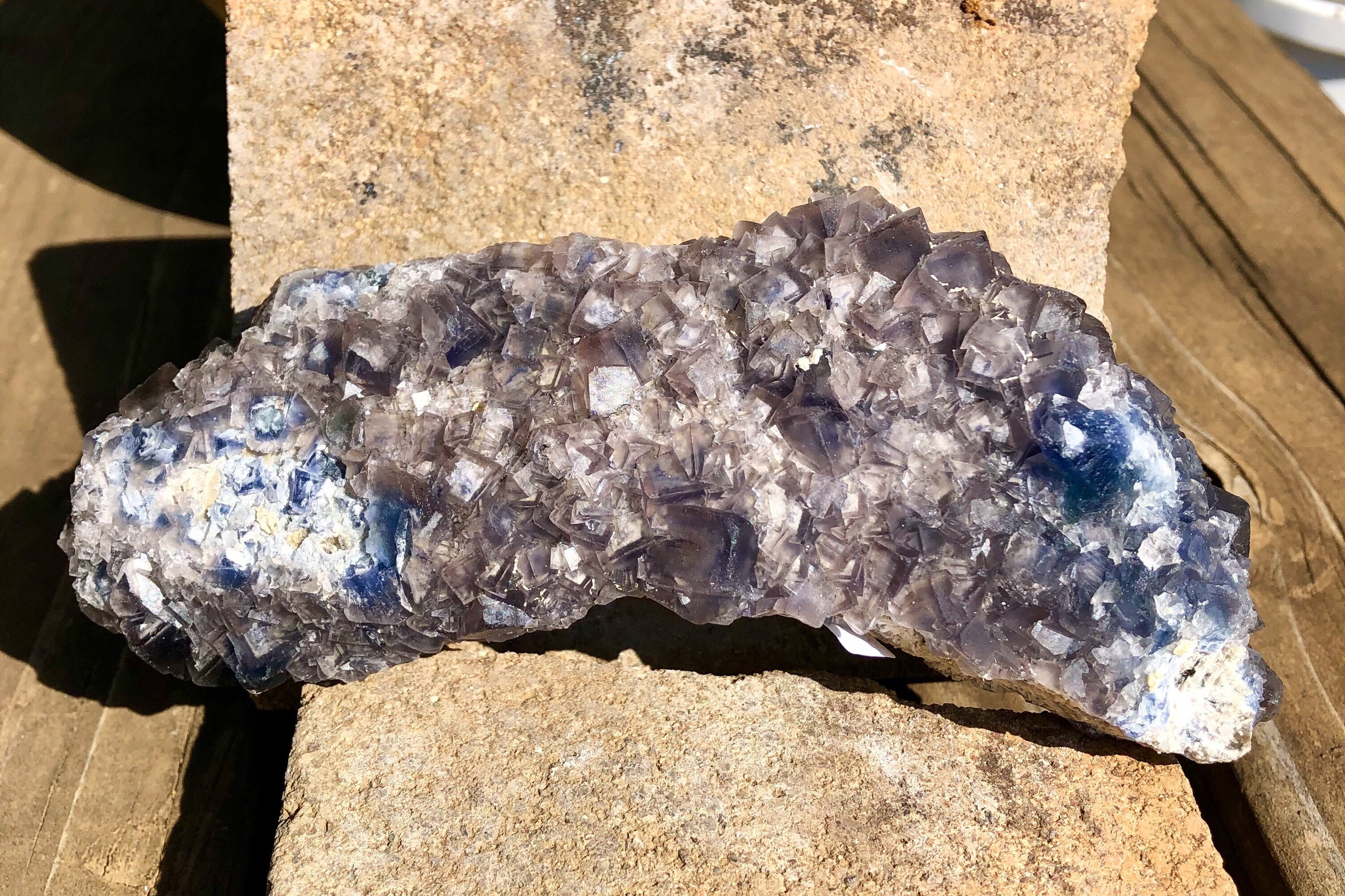 470g Double Sided Blue Cubic Fluorite Crystal Cluster Mineral Display ...