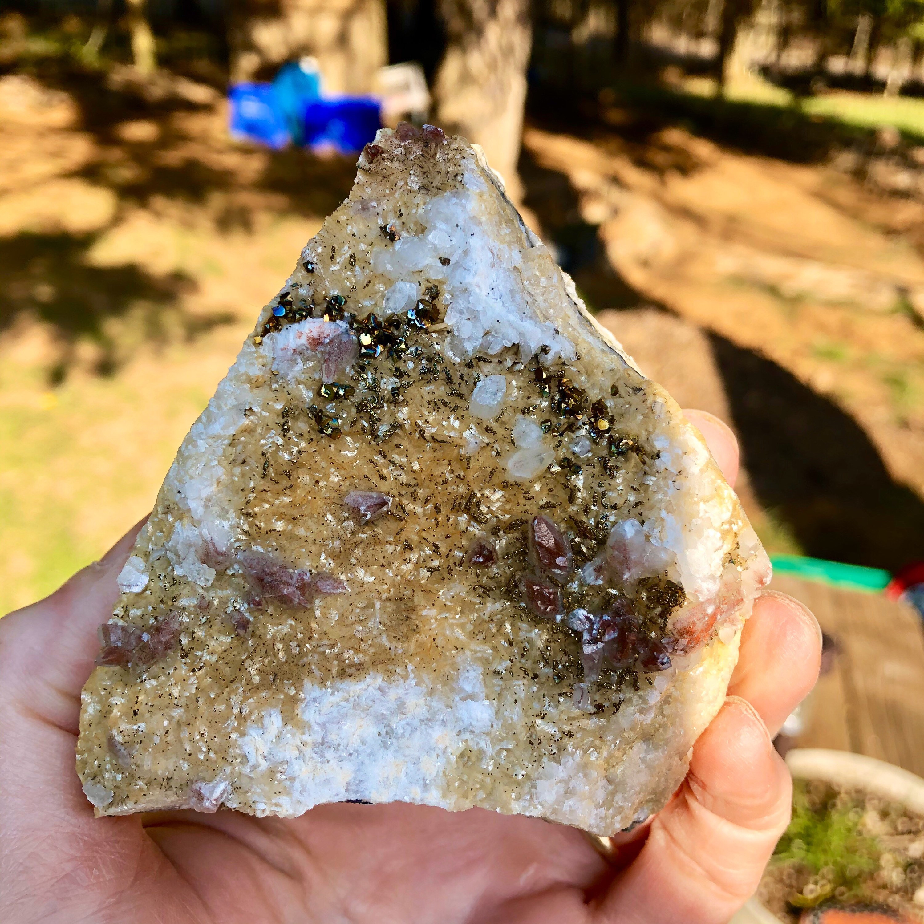 326g Double Sided Pyrite and Red Calcite Crystal Cluster Mineral ...