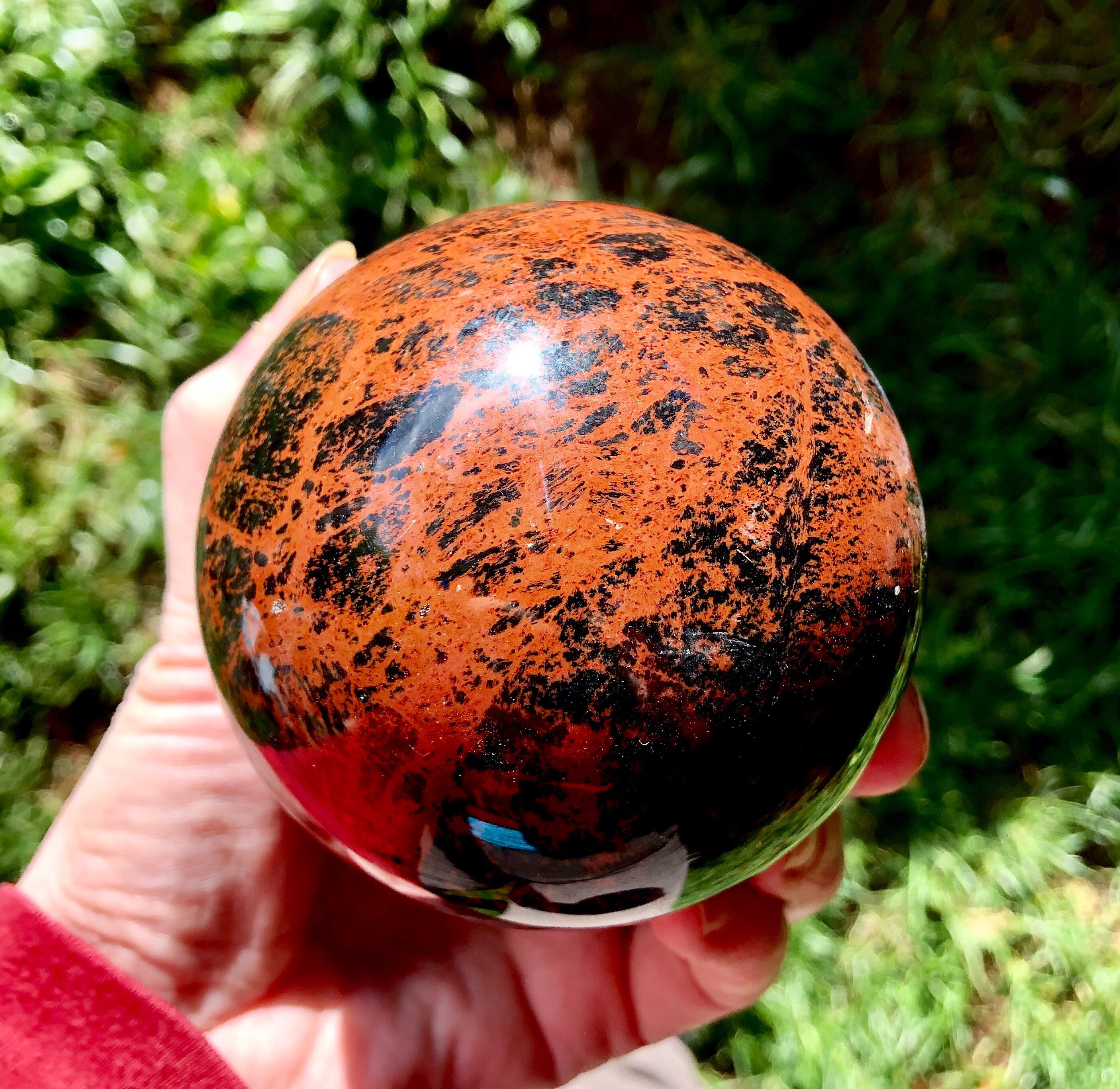 84mm Mahogany Obsidian Natural Stone Sphere Orb Ball Globe Display Specimen
