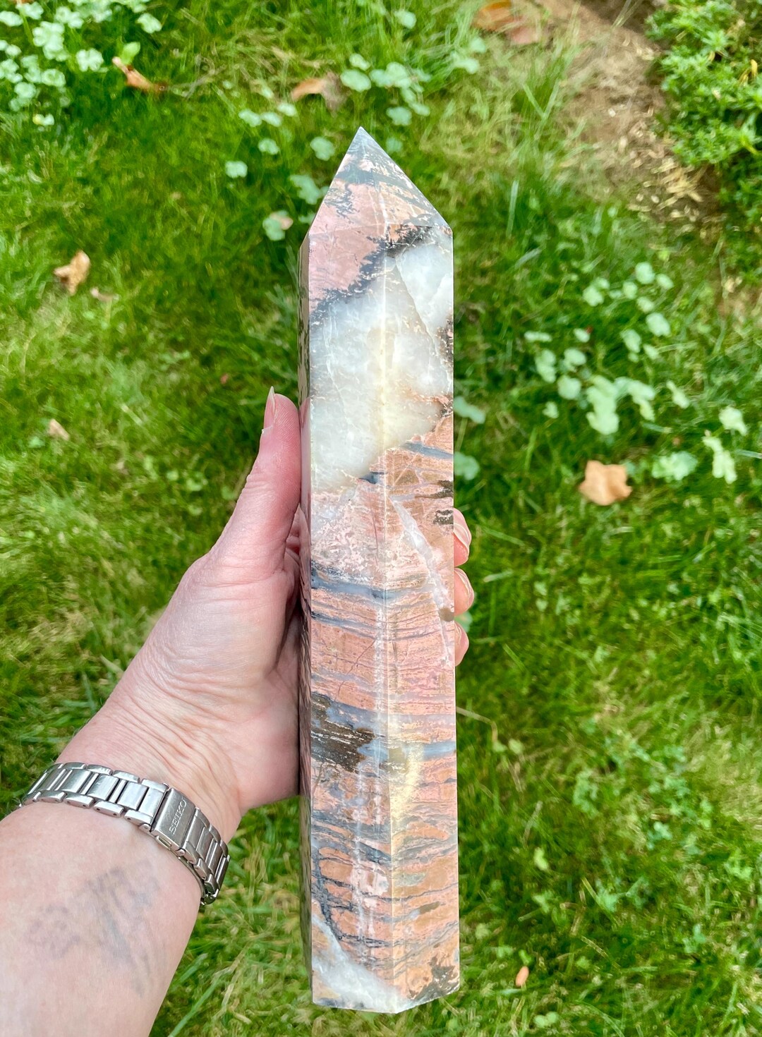 3.56 Lbs Rhodonite Obelisk Pillar Tower Point Wand Column Mineral ...