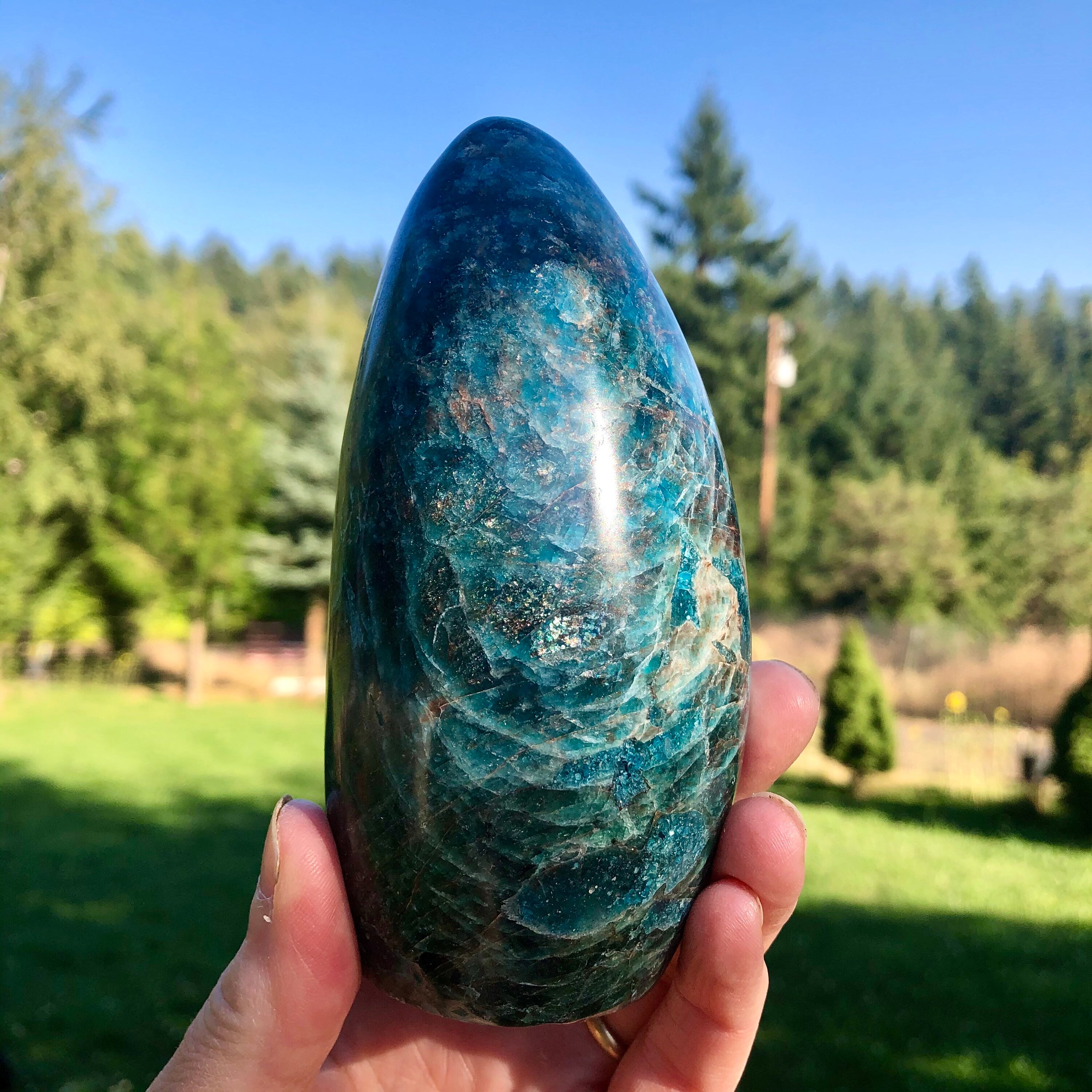702g Blue Apatite Freeform Standing Mineral Display Specimen