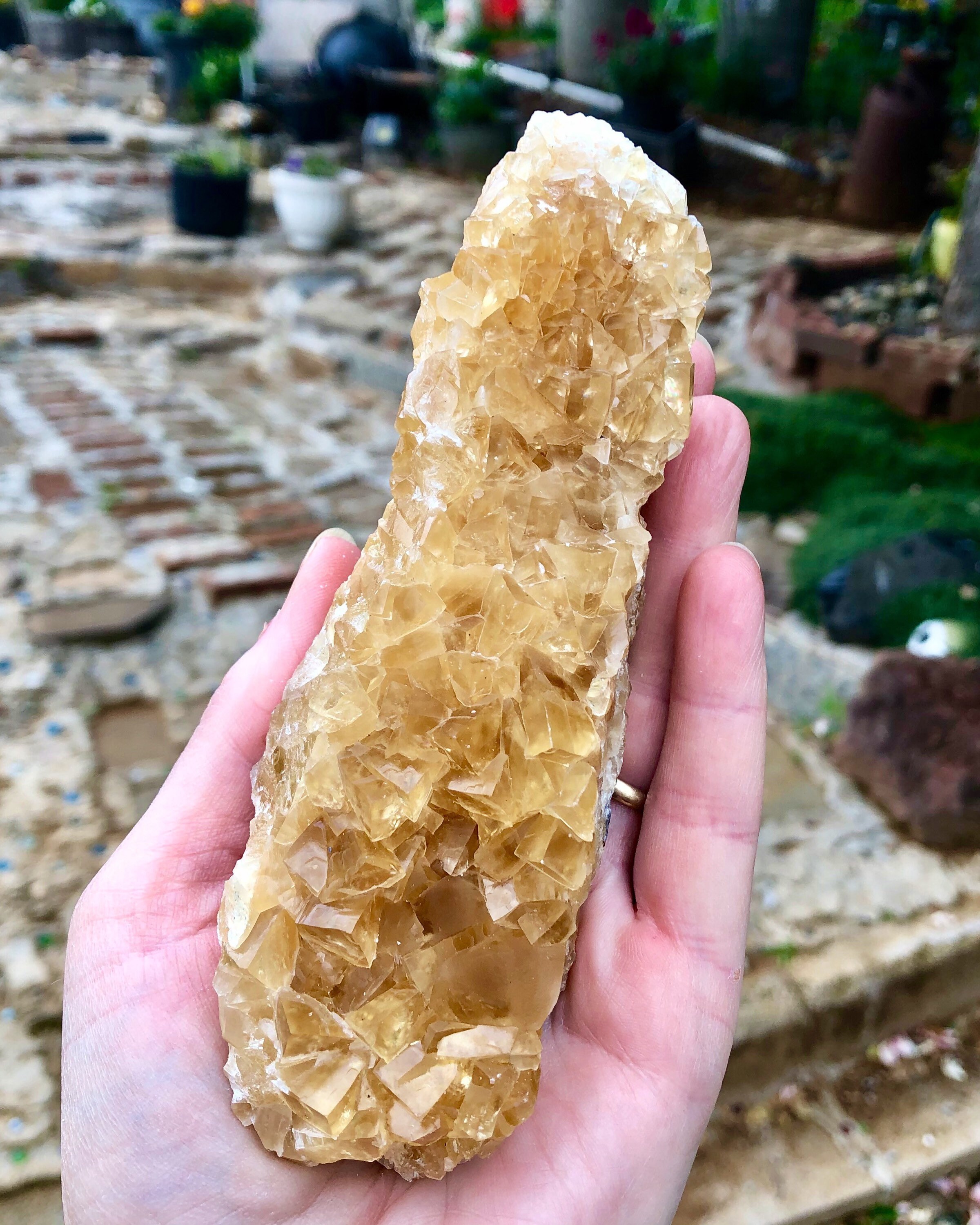 360g Golden Yellow Cubic Calcite Crystal Cluster Mineral Display Specimen