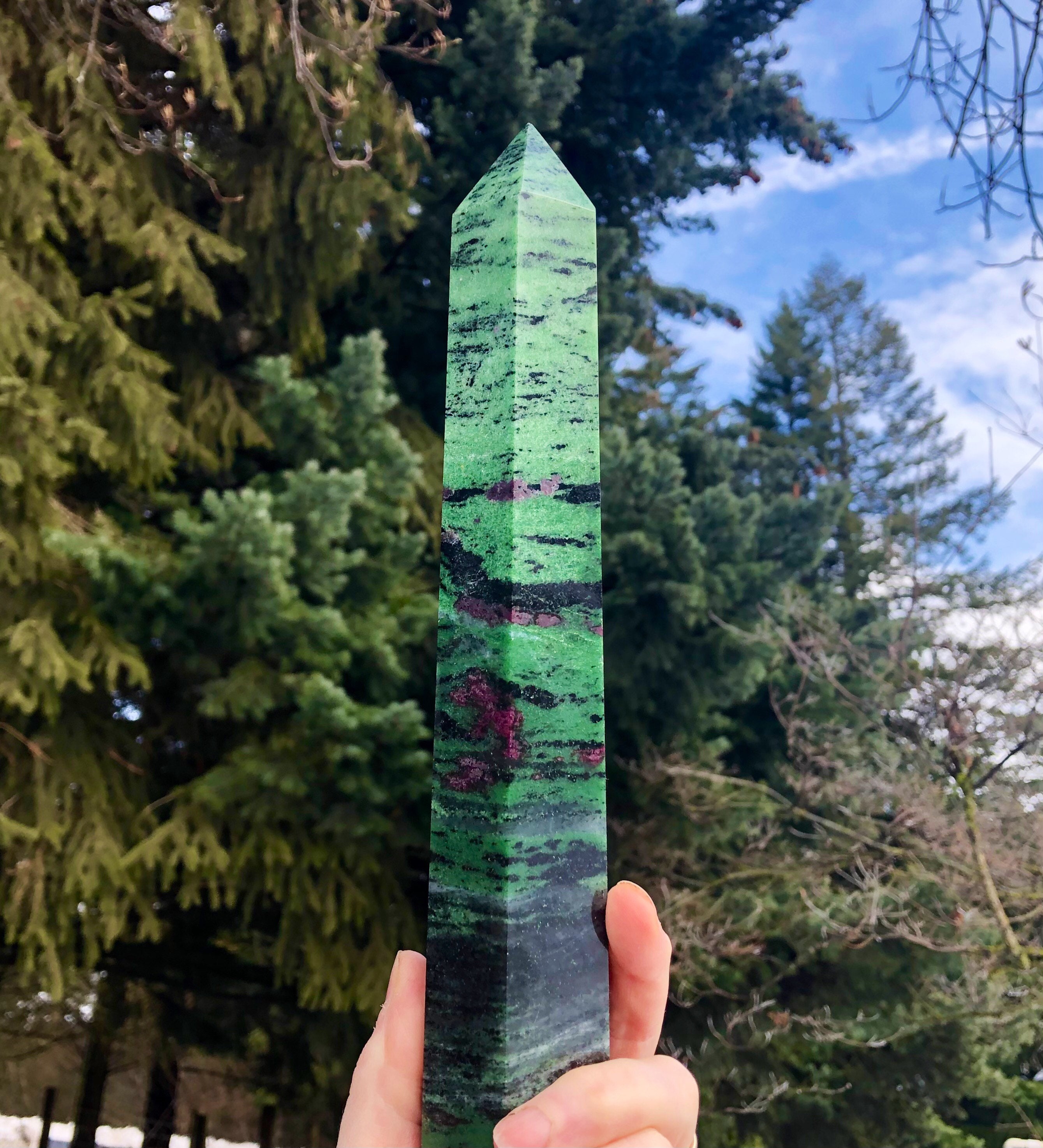 2.19 lb Ruby Zoisite Obelisk Pillar Tower Point Wand Column Mineral ...