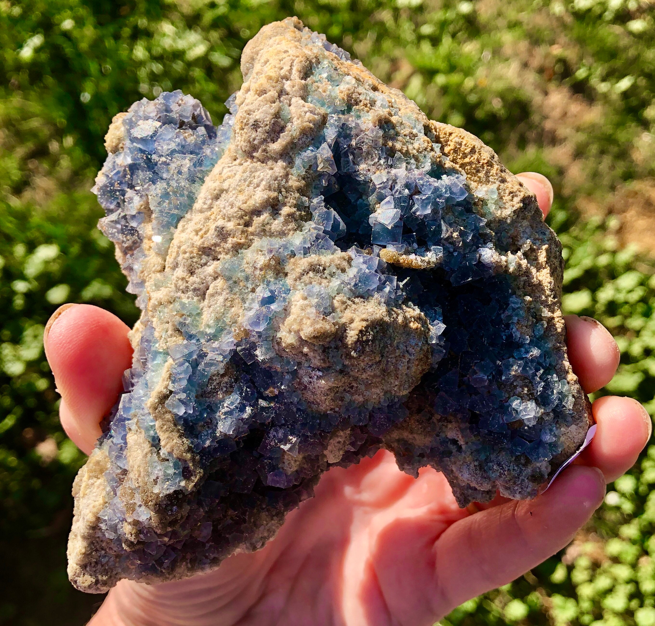 504g Blue Cubic Fluorite Crystal Cluster Mineral Display Specimen