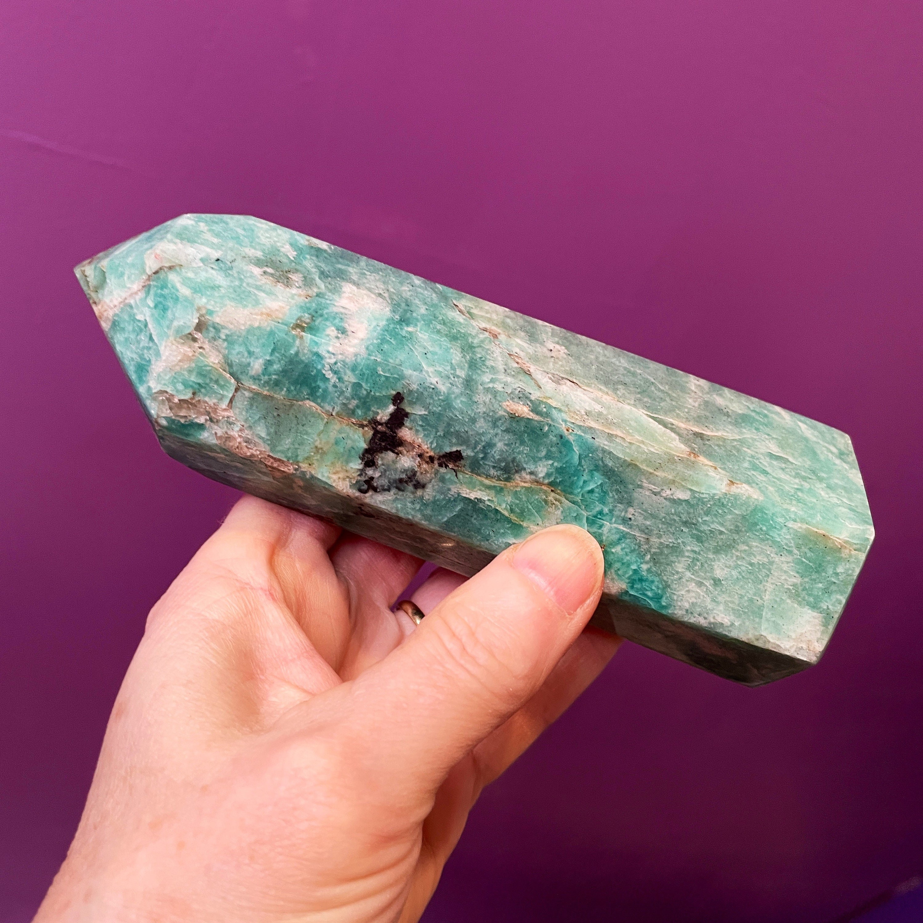 1.38 lb Amazonite Obelisk Pillar Tower Point Wand Column Generator