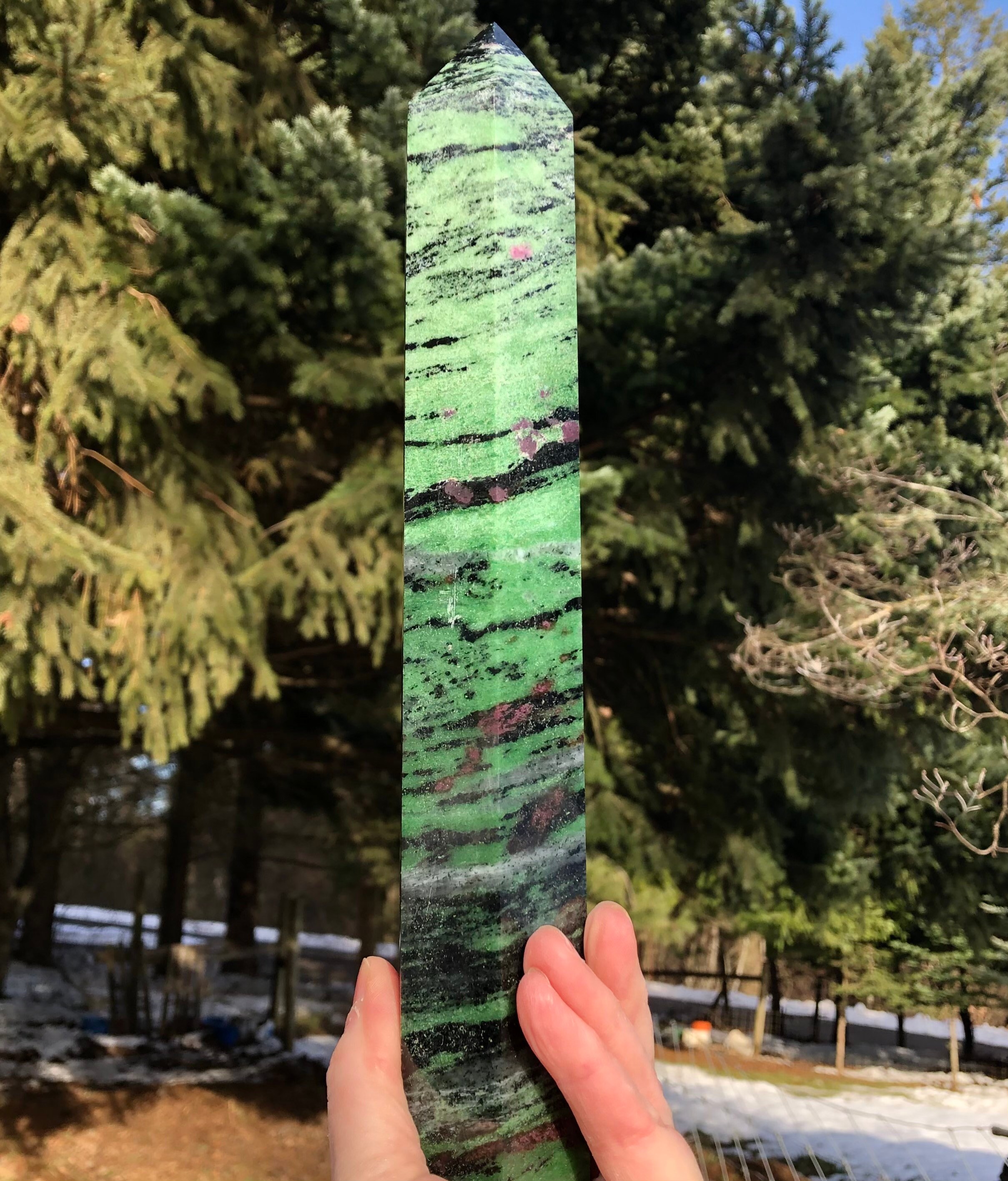 SOLD to Debra 2.56 lb Ruby Zoisite Obelisk Pillar Tower Point Wand ...