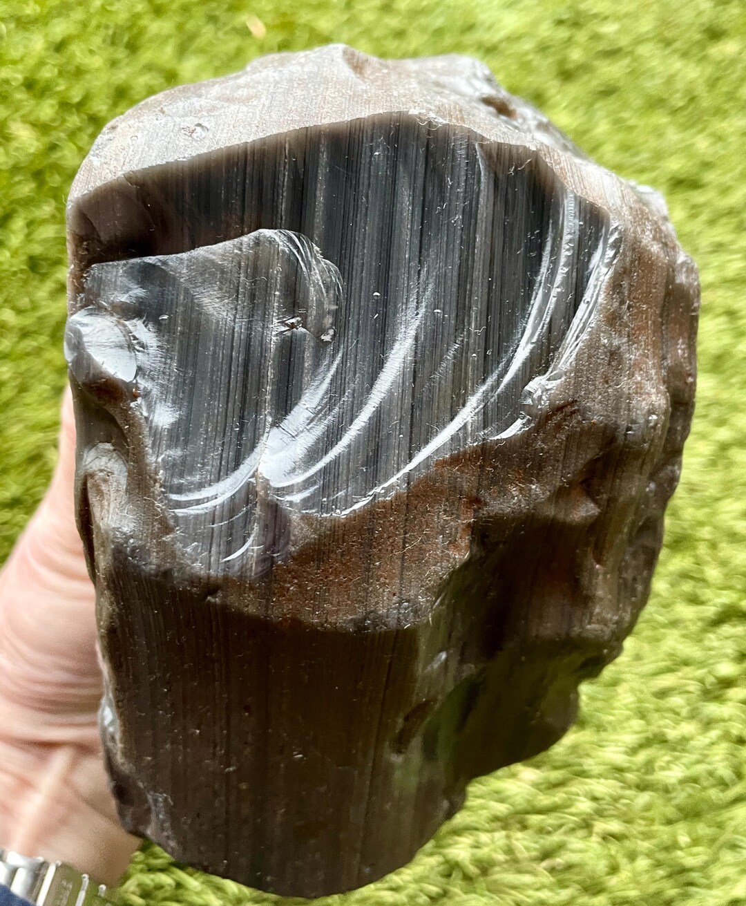 5.24 Lb Silver Gray Banded Obsidian Mineral Display Lapidary Specimen ...