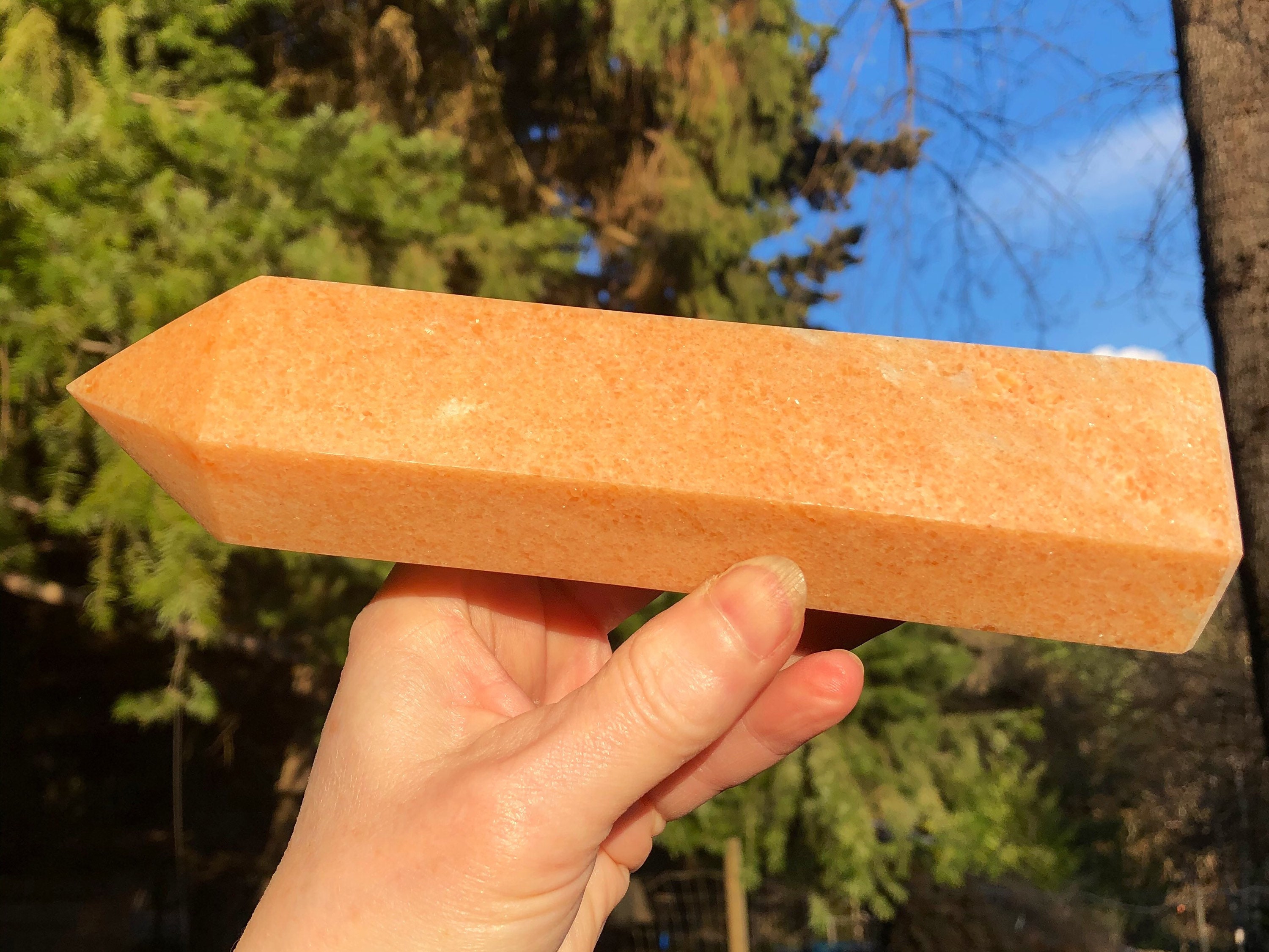 900g Sunstone Quartz Obelisk Pillar Tower Point Wand Column Mineral ...