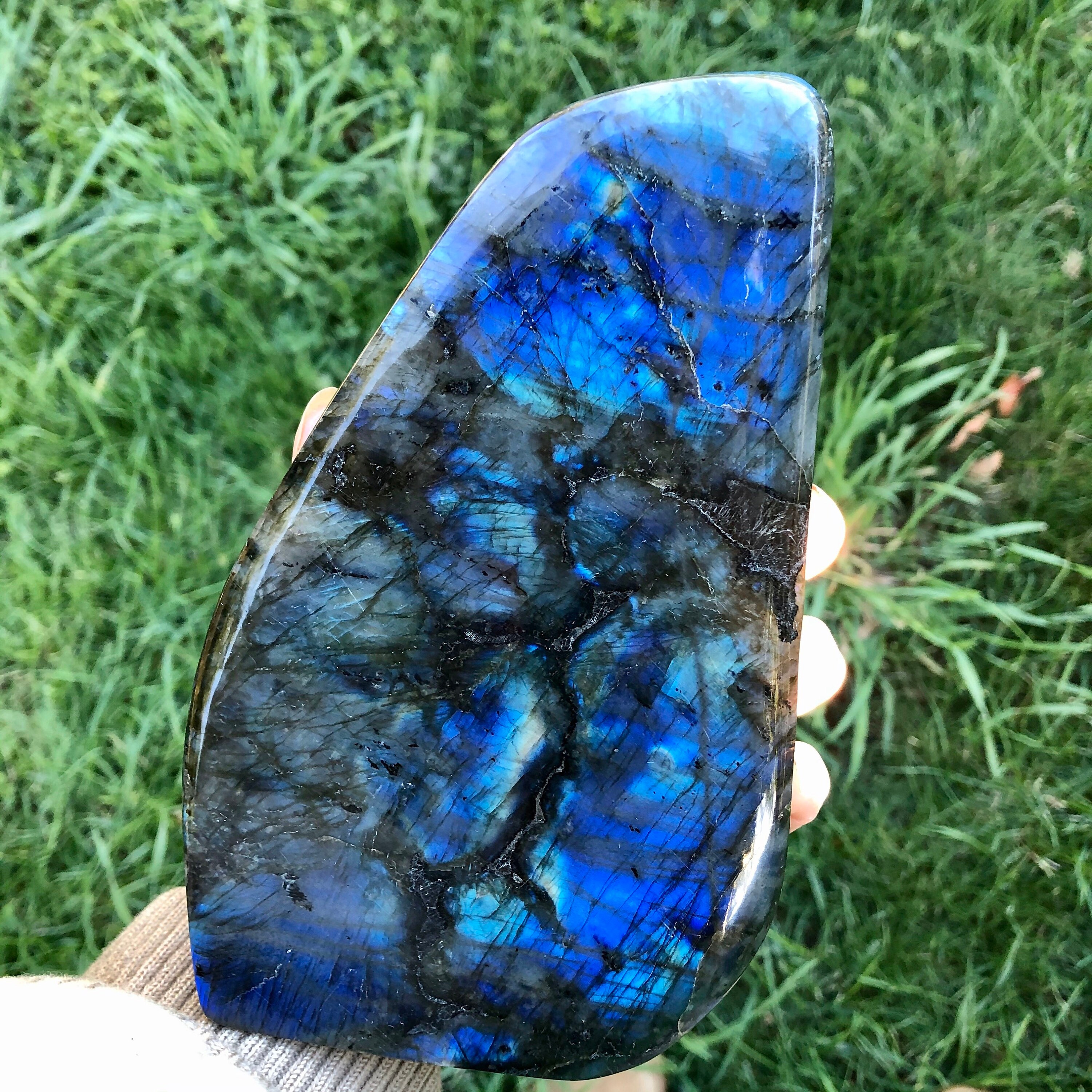Blue flash Spectralite Labradorite standing freeform specimen