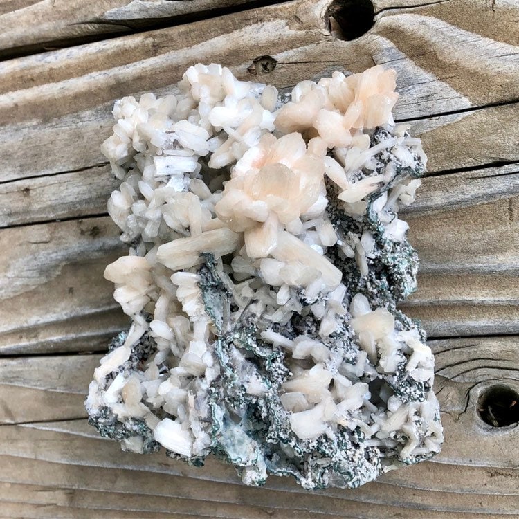 Large Stilbite Cluster with cubic Apophyllite in matrix